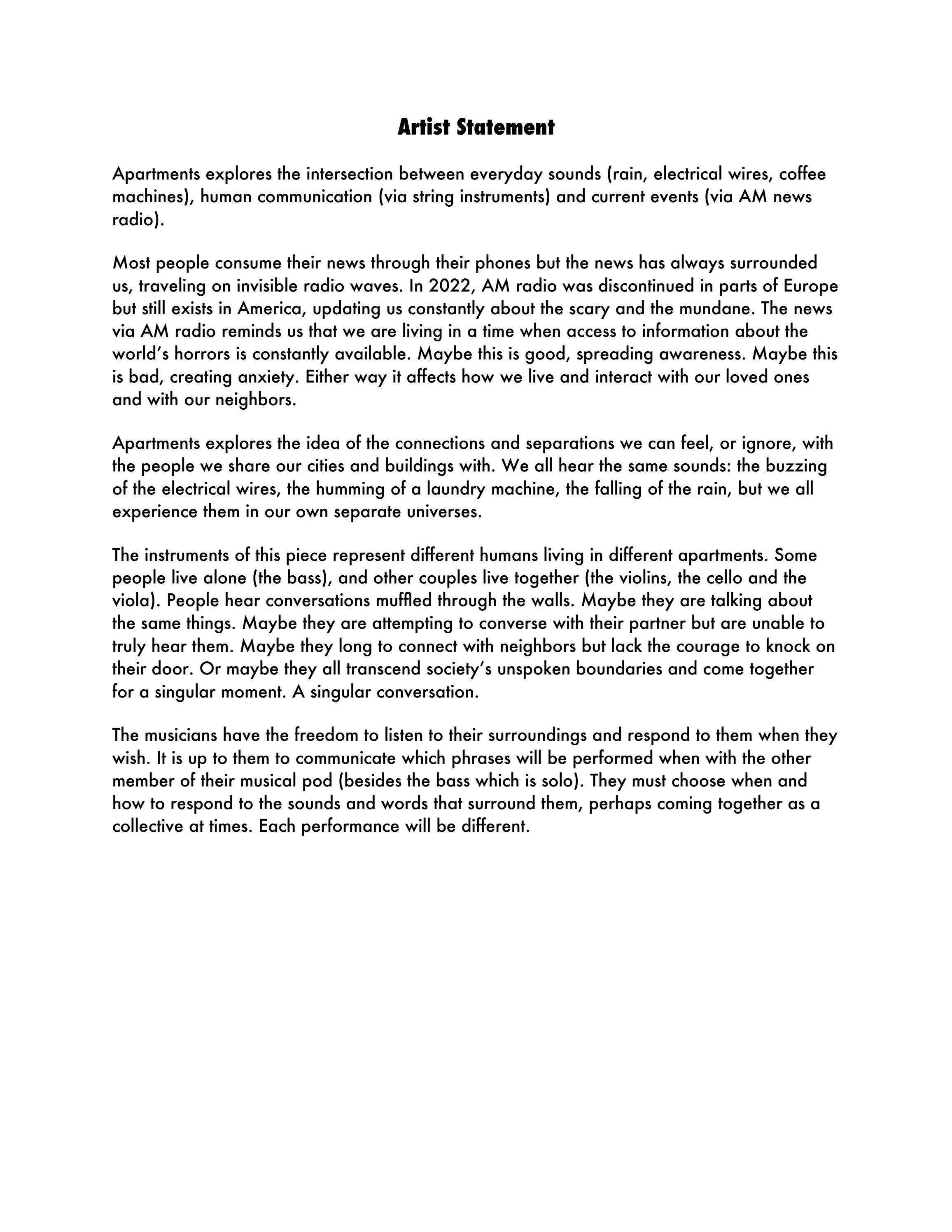 Jackson Greenberg Artist Statement - Apartments by DOTDOTDOTMUSIC - Issuu