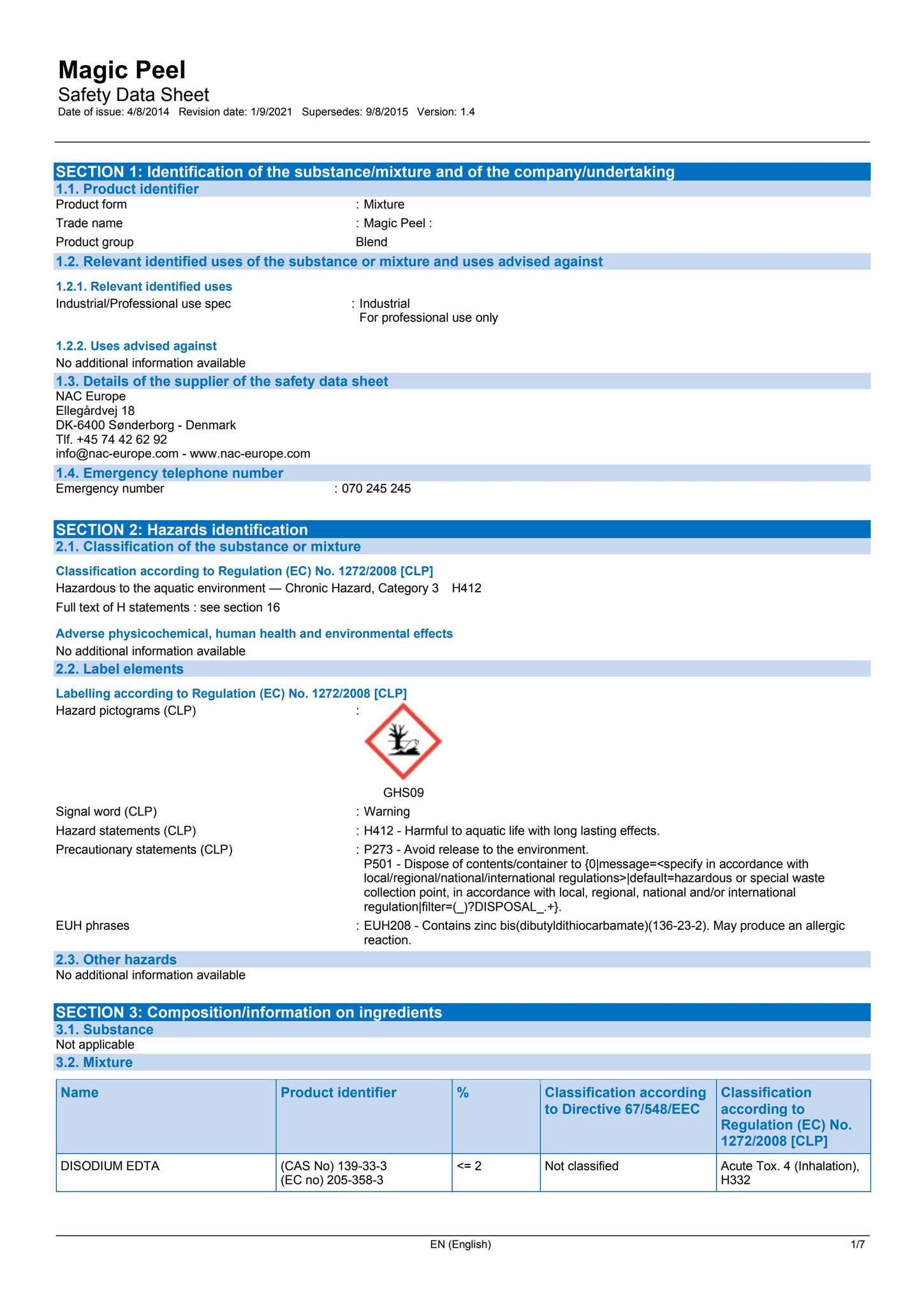 Magic Peel SDS - UK by NAC-Europe - Issuu