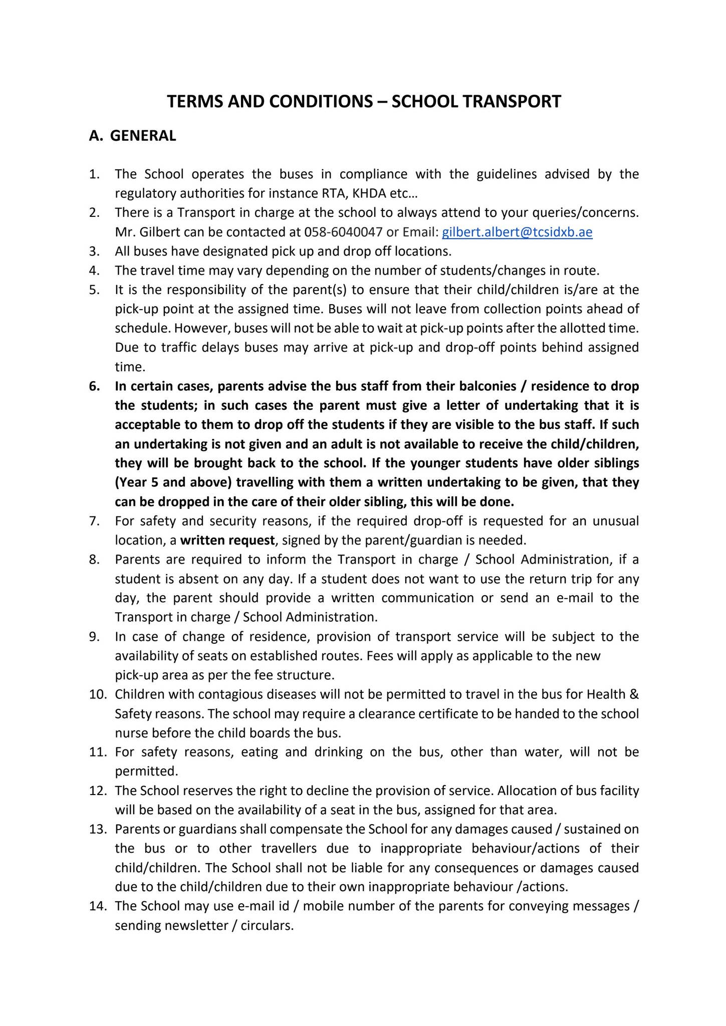 Bus Terms And Conditions by THE CITY SCHOOL INTERNATIONAL PRIVATE - Issuu