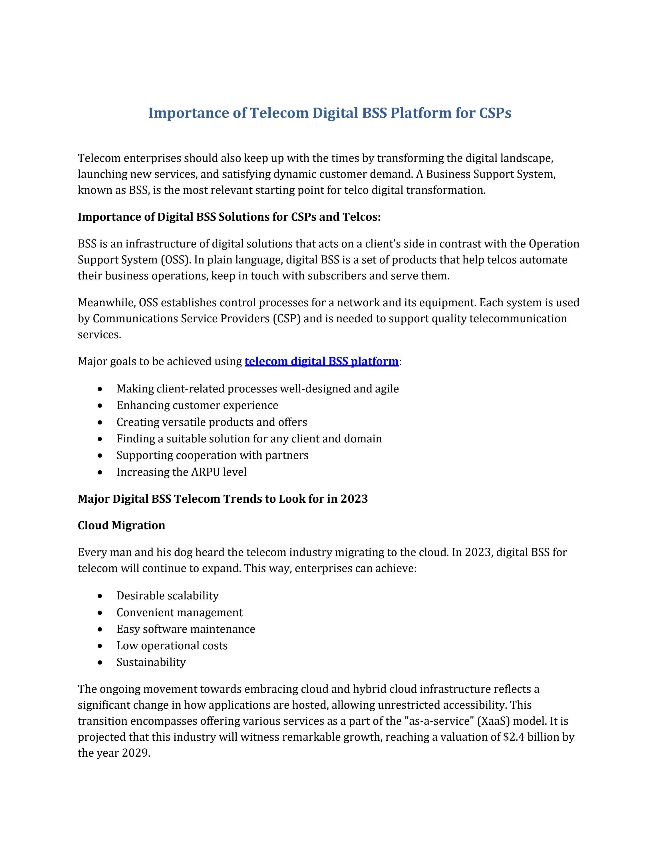 Importance of Telecom Digital BSS Platform for CSPs by 6dtechsolution - Issuu