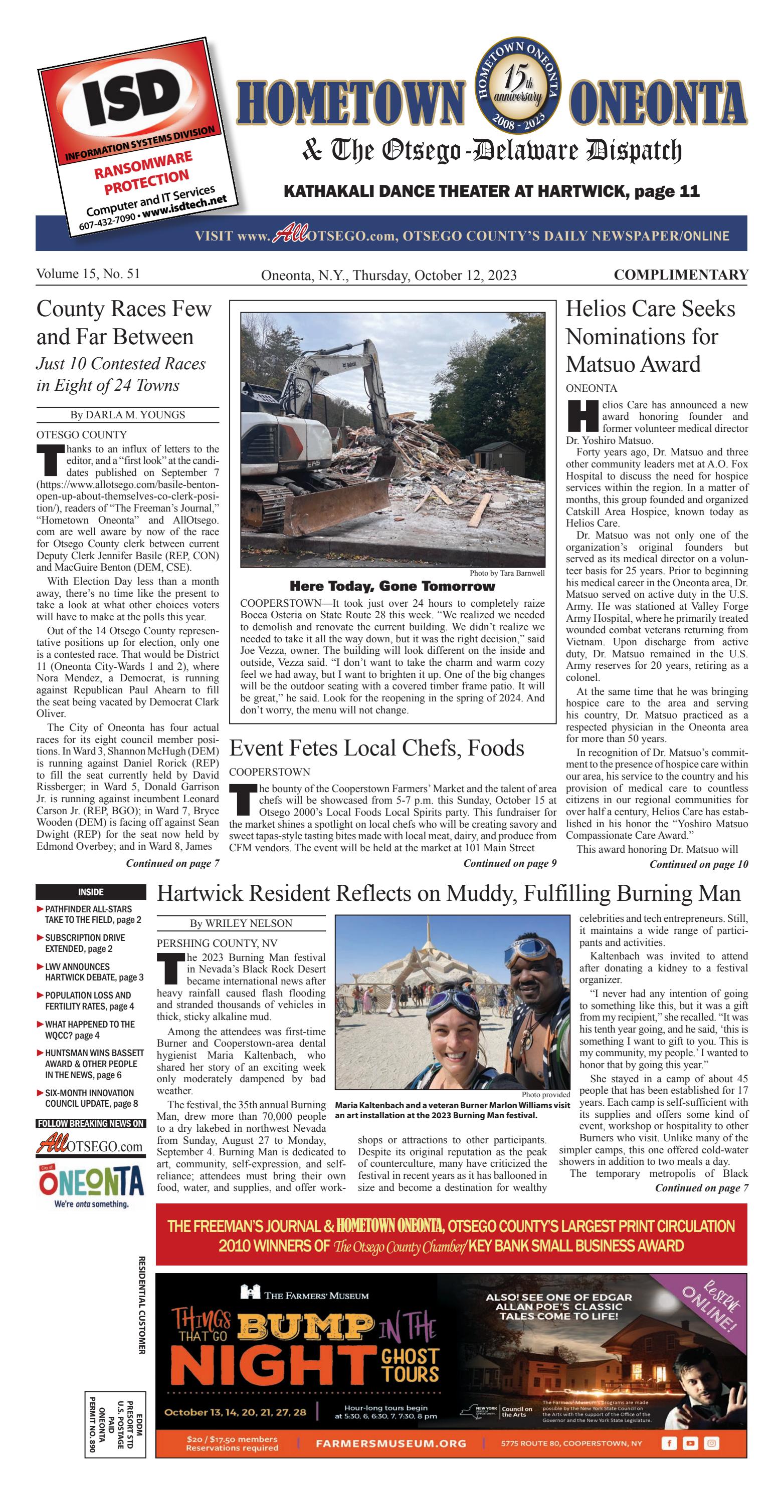 Hometown Oneonta 10-12-23 by All Otsego - News of Oneonta, Cooperstown ...