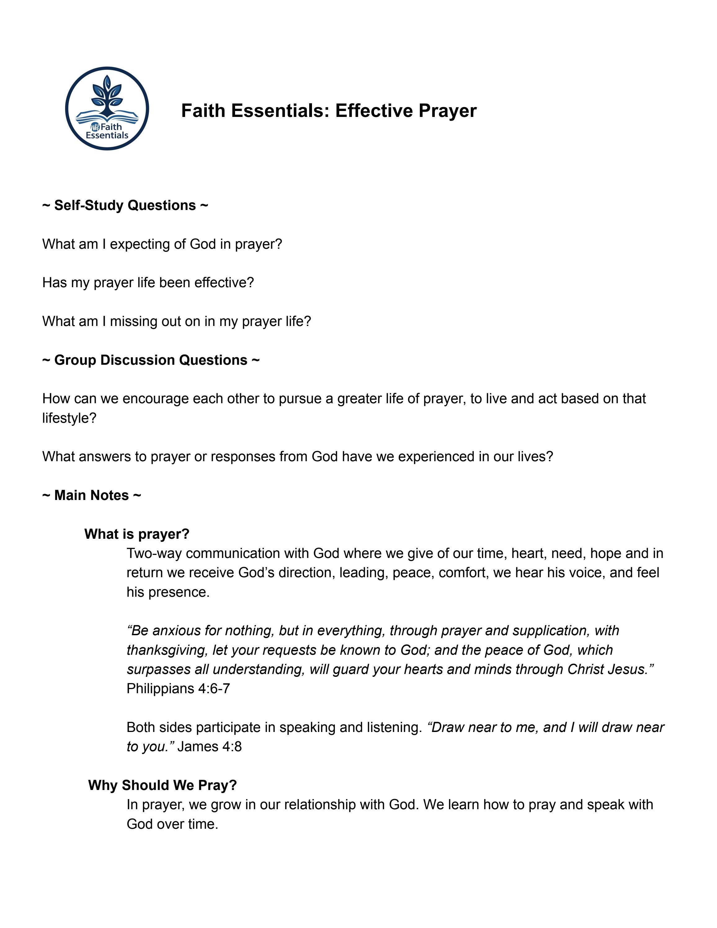 Faith Essentials: Effective Prayer by ResLifeChurch - Issuu