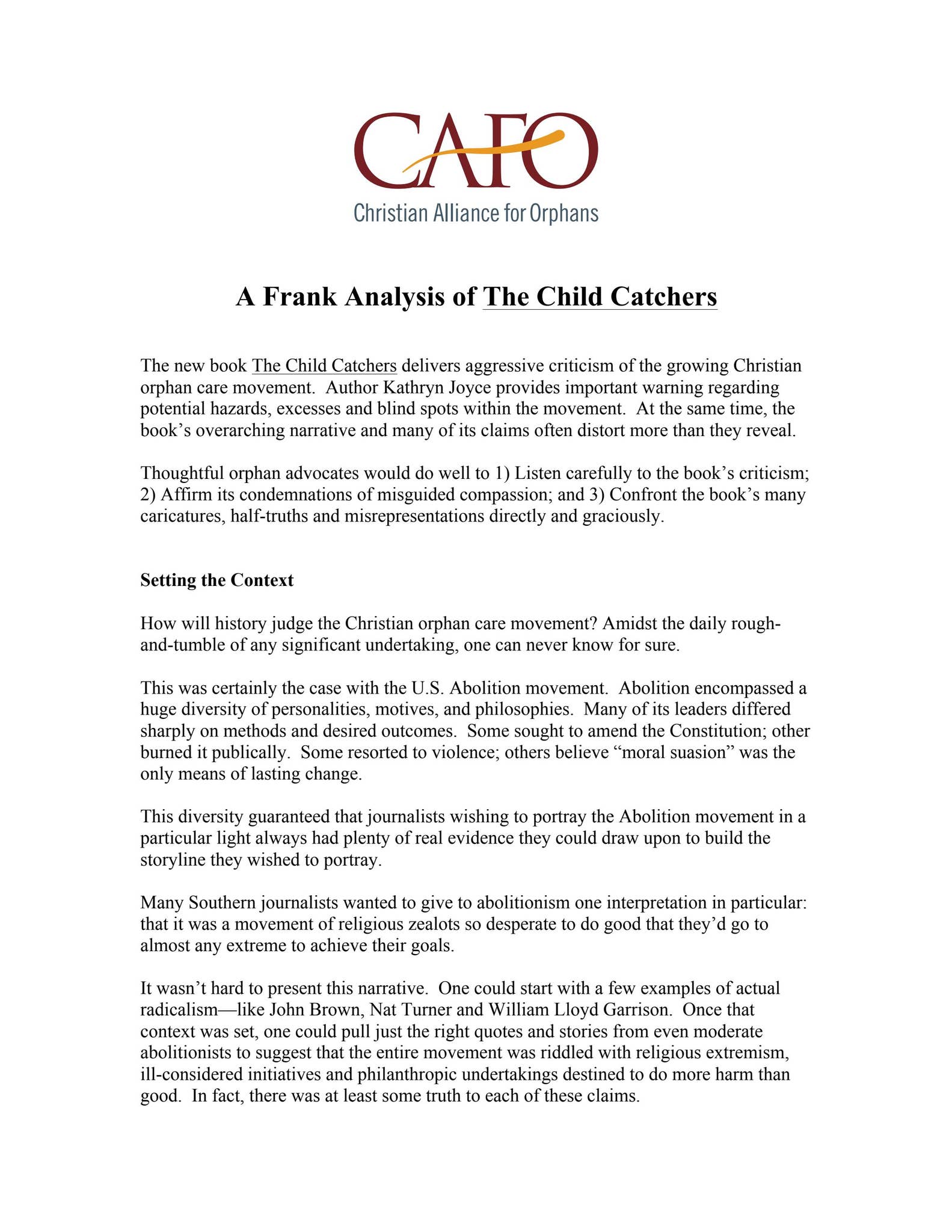 A Frank Analysis of "The Child Catchers" by Christian Alliance for ...
