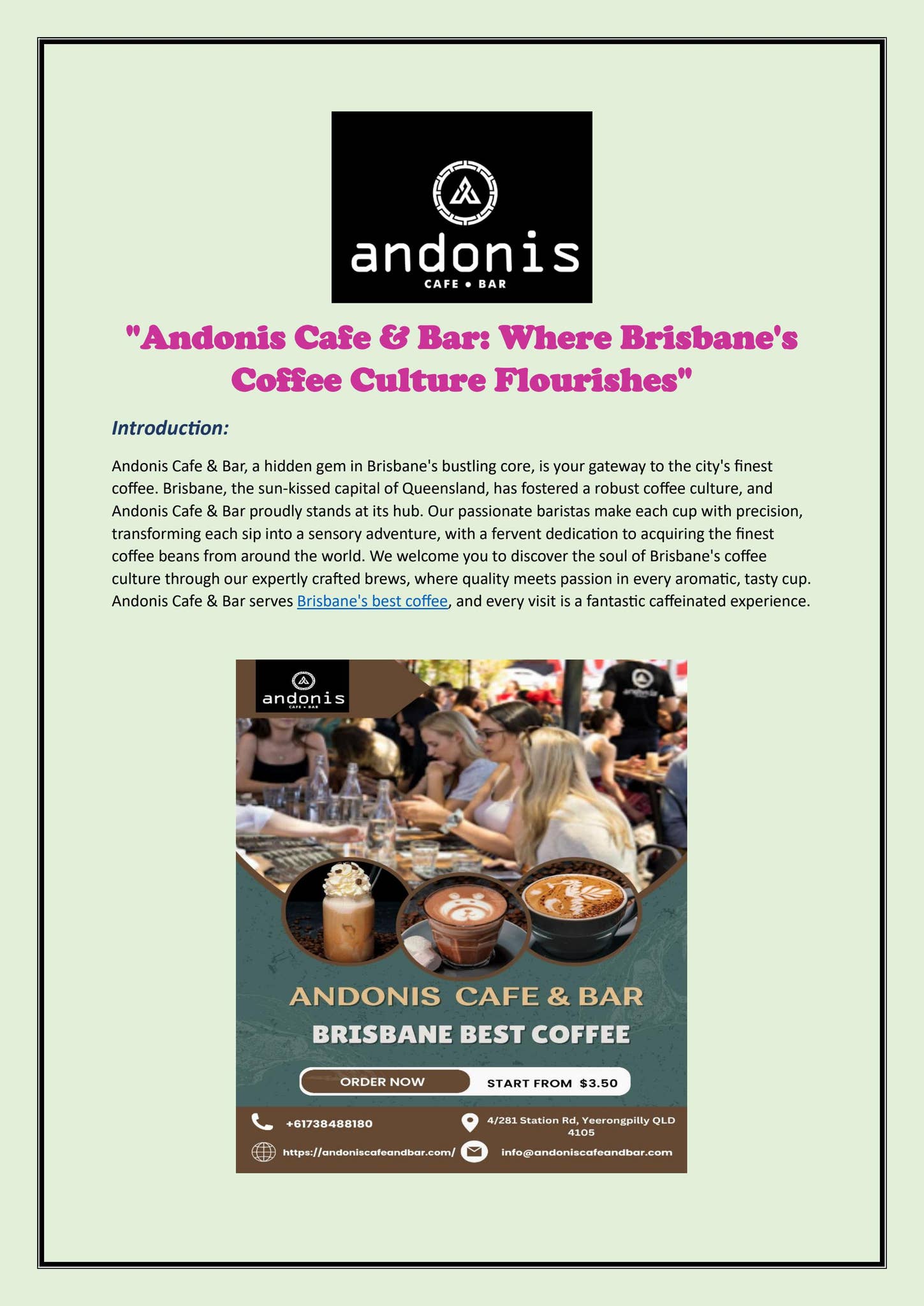Brisbane Best Coffee By Andonis Cafe & Bar by Map msb - Issuu