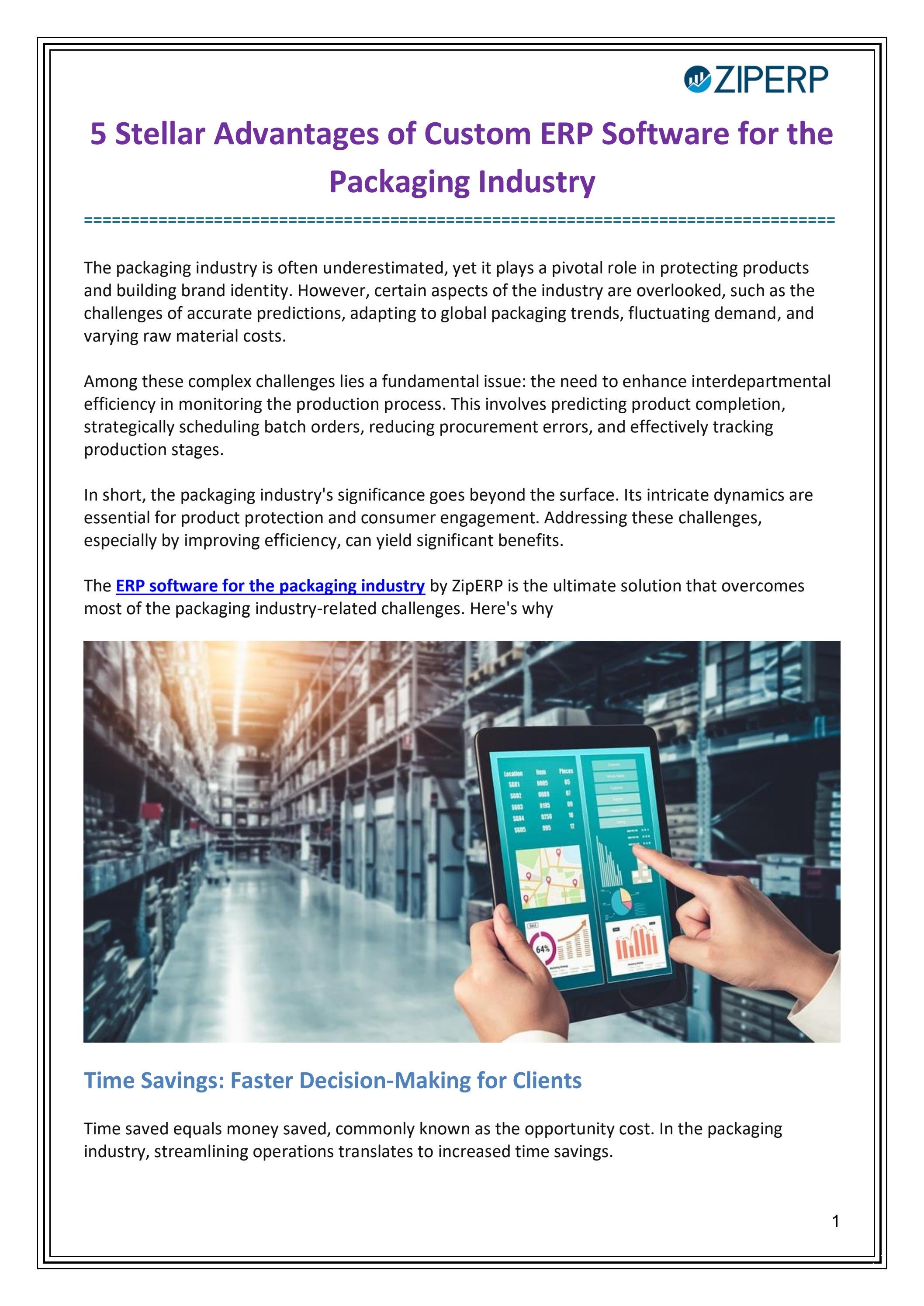 5 Stellar Advantages of Custom ERP Software for the Packaging Industry ...