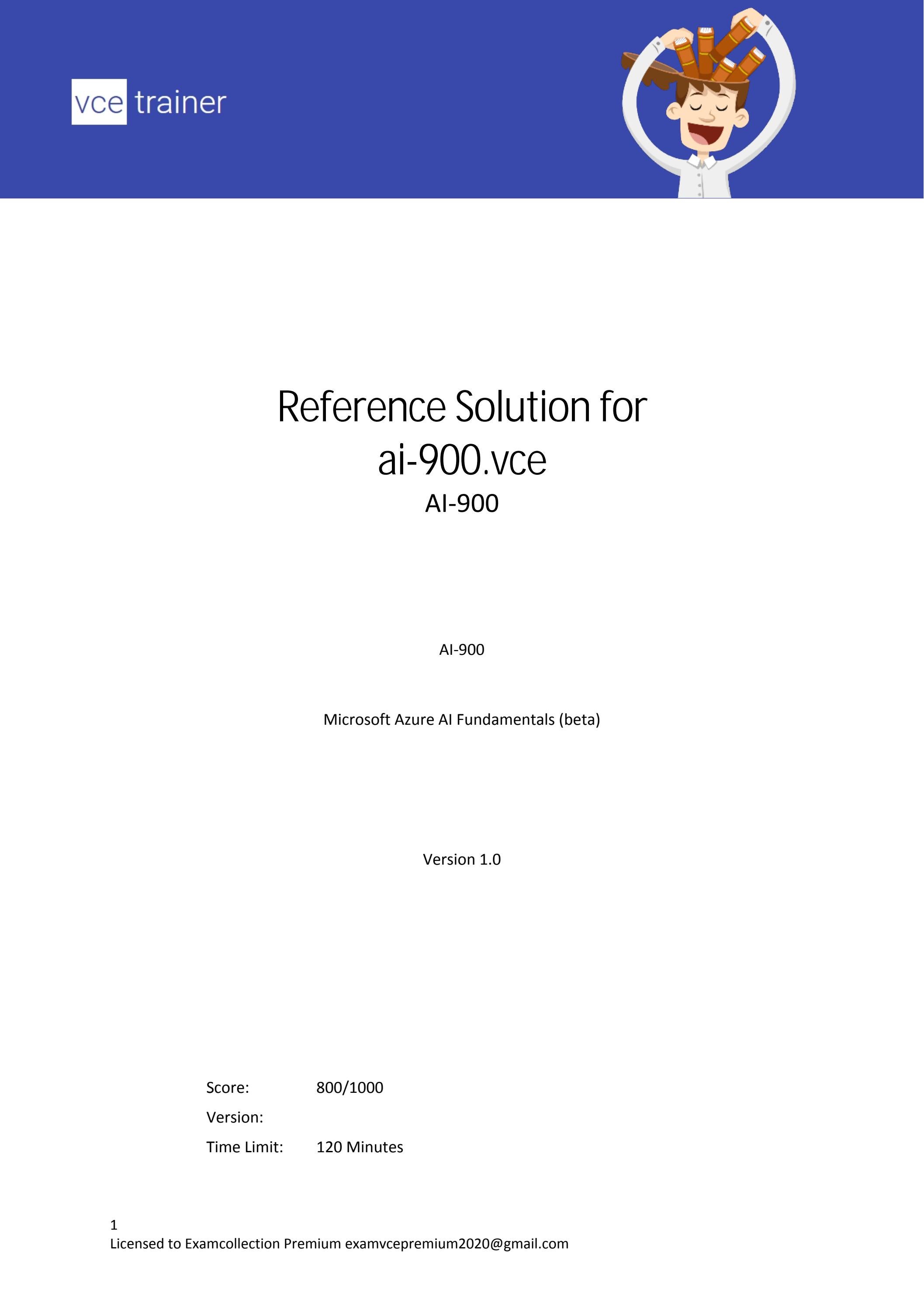 Reference Solution for ai-900.vce AI-900 Microsoft Azure AI ...