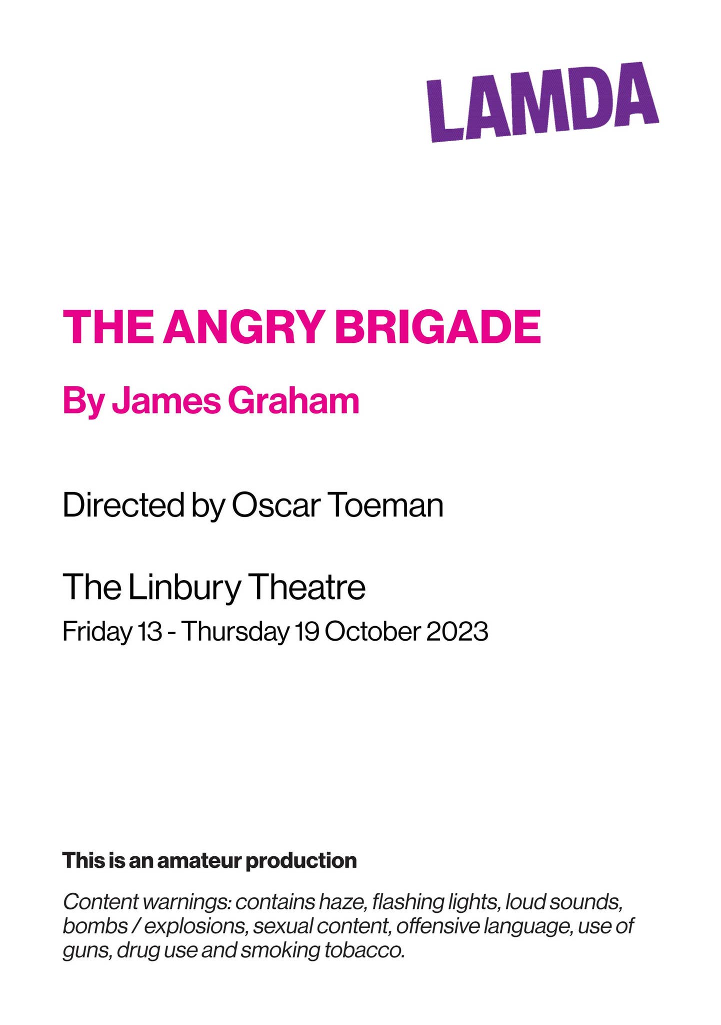 The Angry Brigade (cast sheet) by LAMDA - Issuu