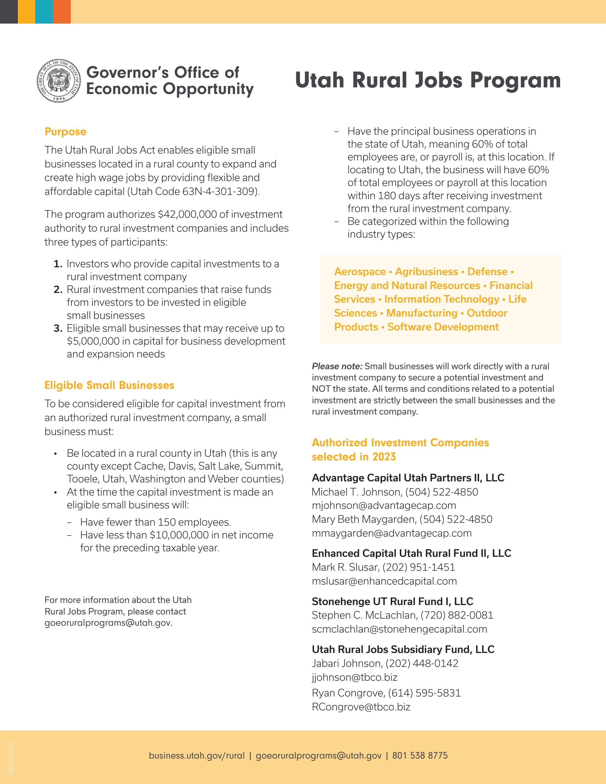 Utah Rural Jobs Program by Utah Governor's Office of Economic ...