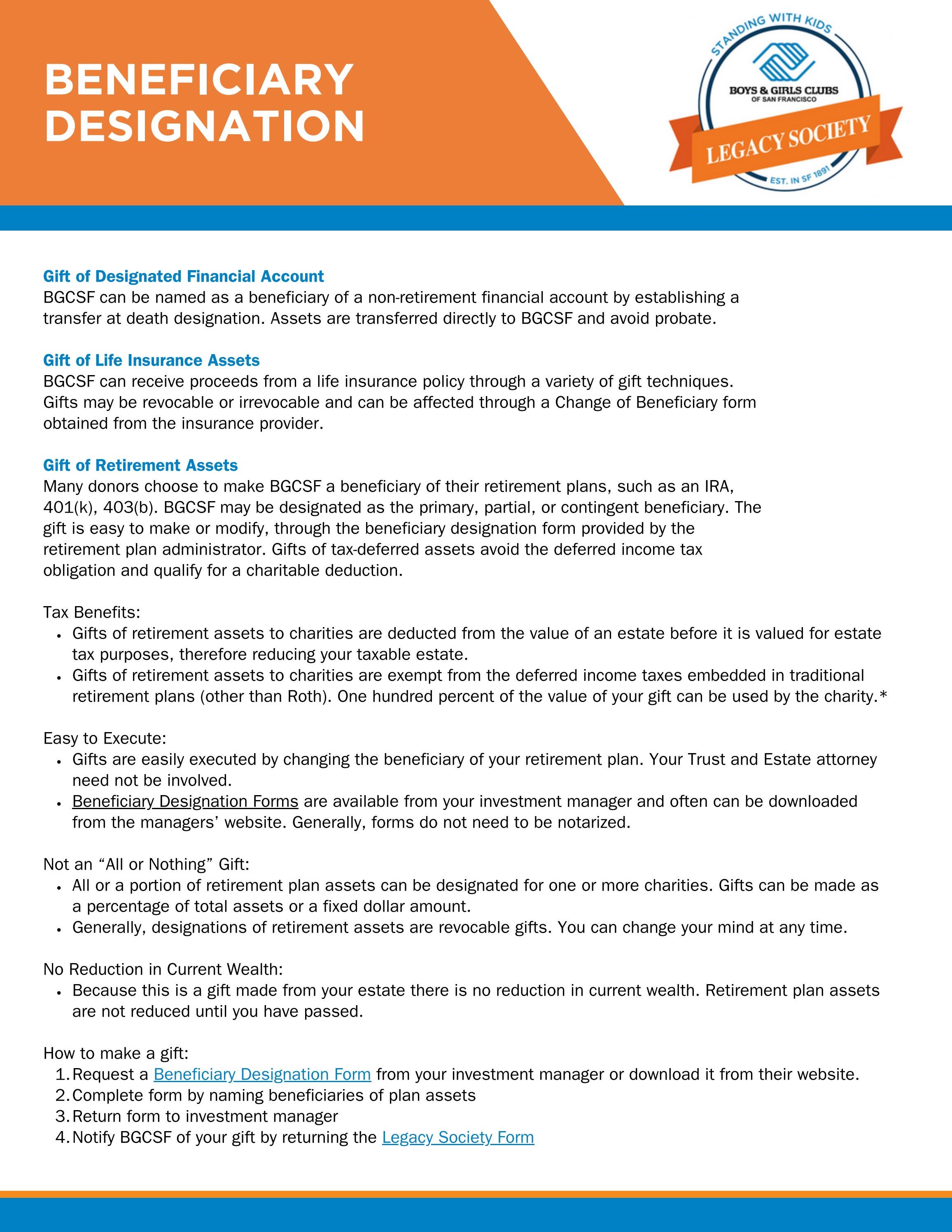 Beneficiary Designations by Boys & Girls Clubs of San Francisco - Issuu