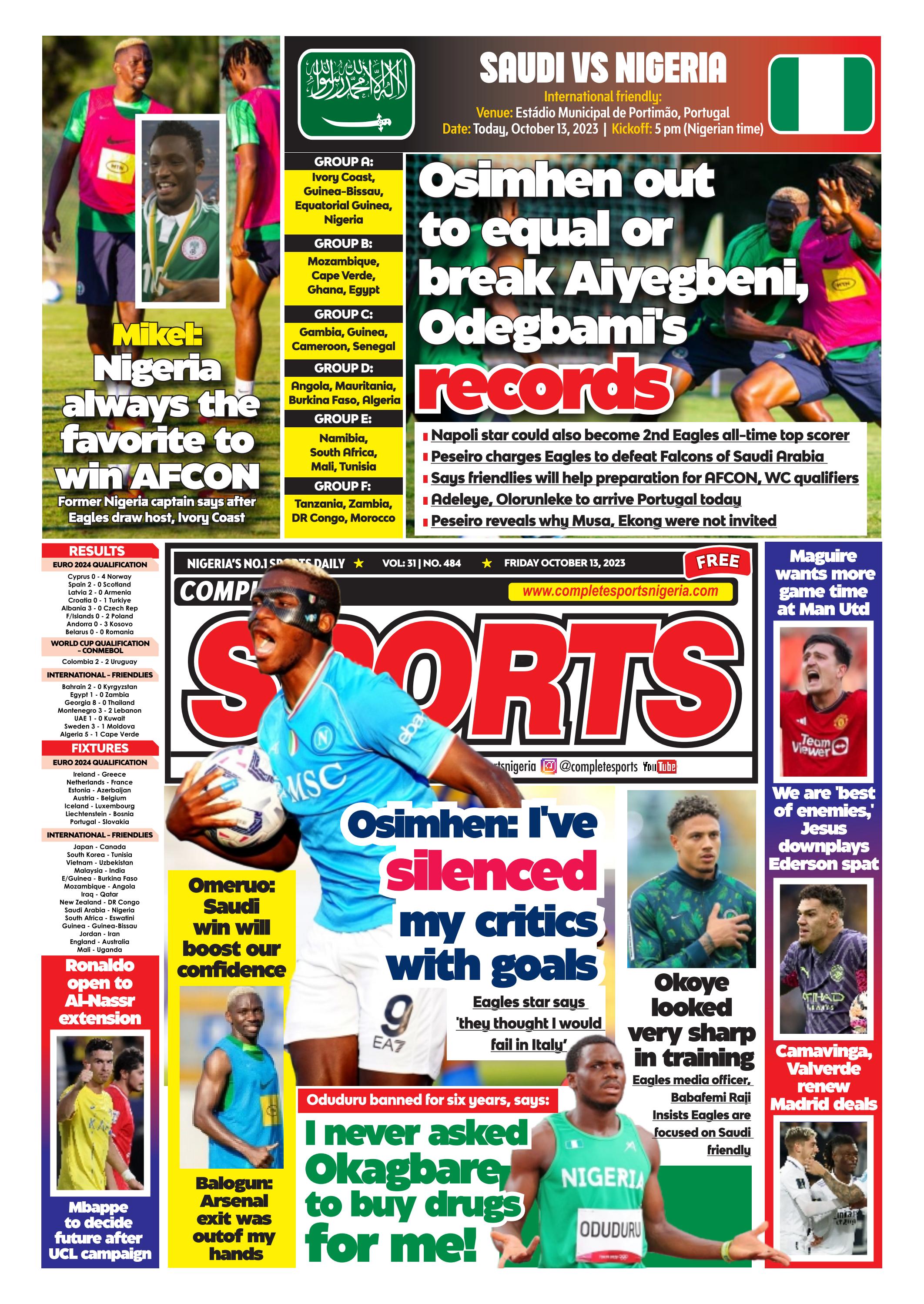 COMPLETE SPORTS - FRIDAY, OCT 13, 2023 by Complete Sports - Issuu