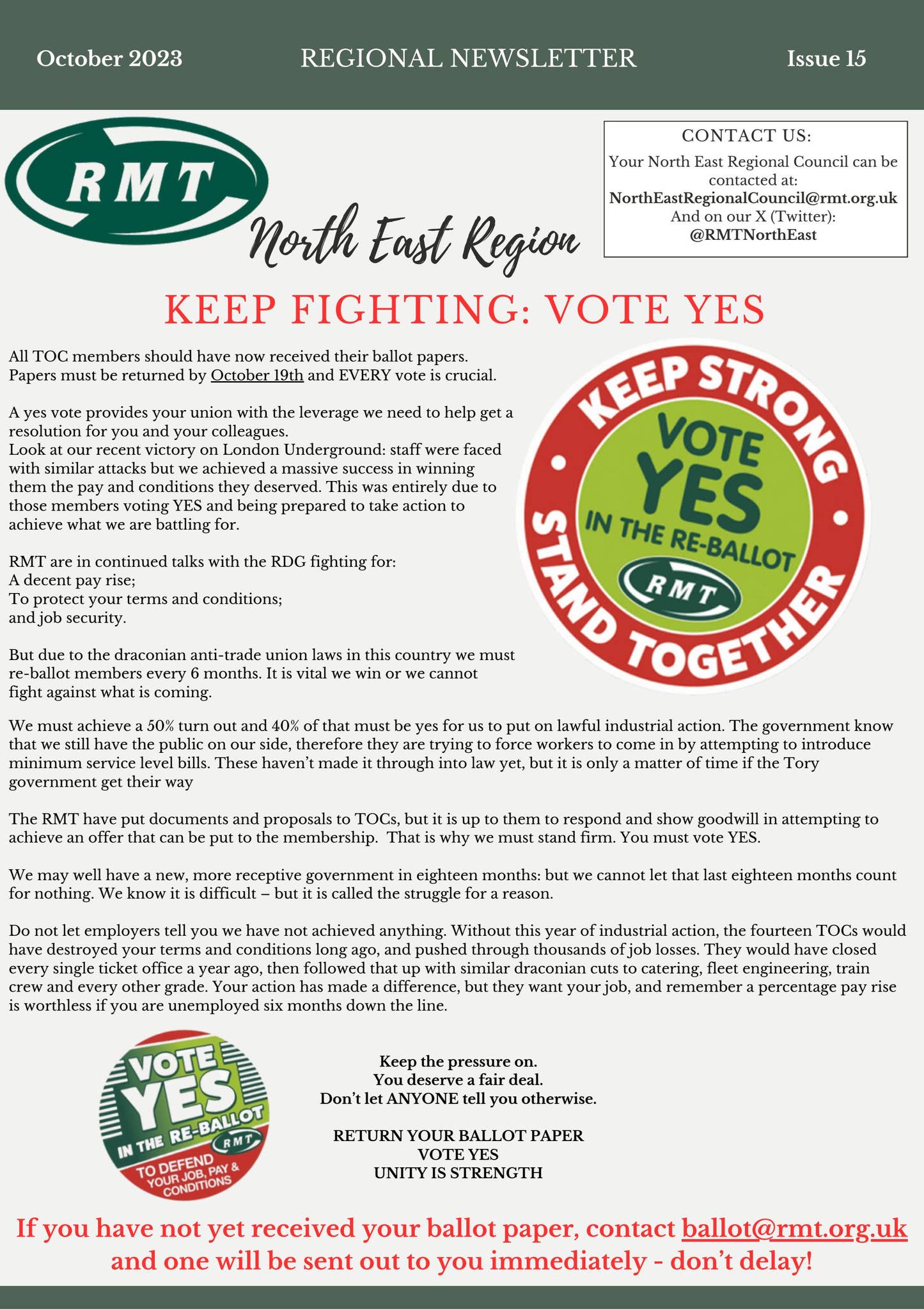 North East Region Newsletter October 2023 by RMT Union - Issuu
