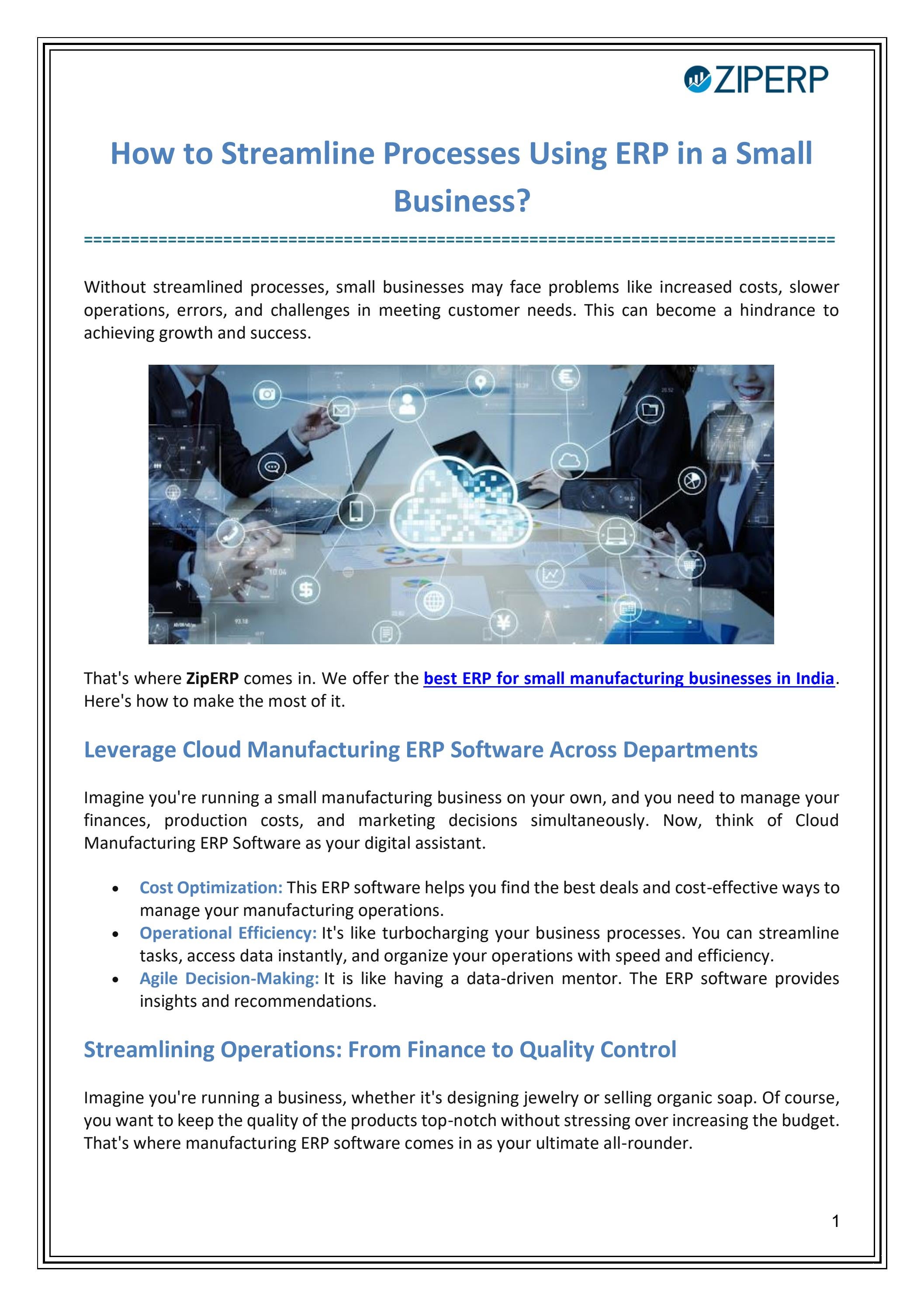 How to Simplify Operations Using ERP in a Small Business? by ZipERP - Issuu