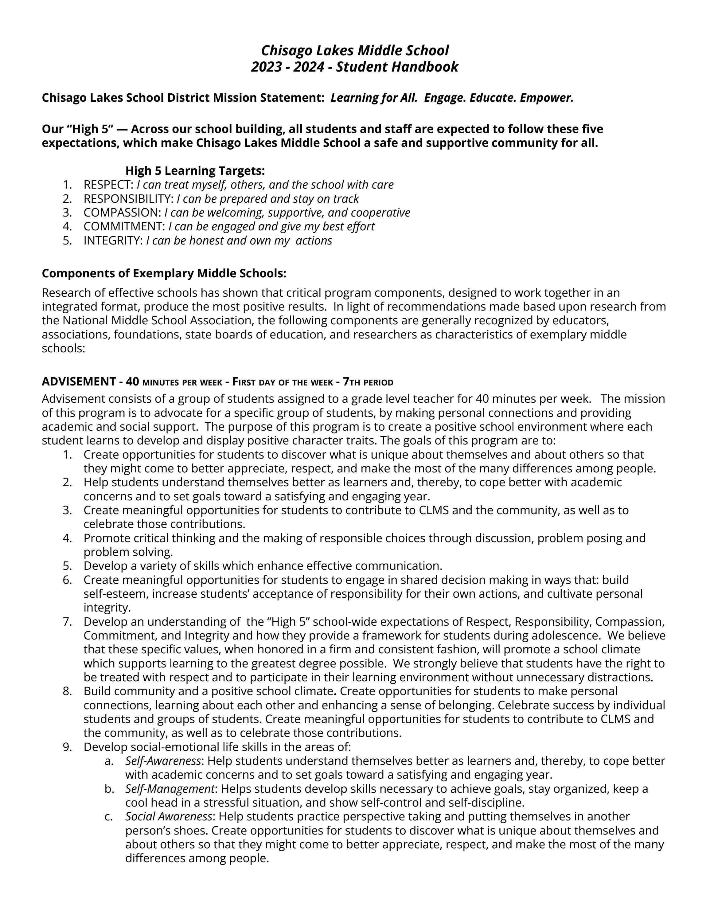 2023-2024 Student Handbook by Michelle Kleist - Issuu