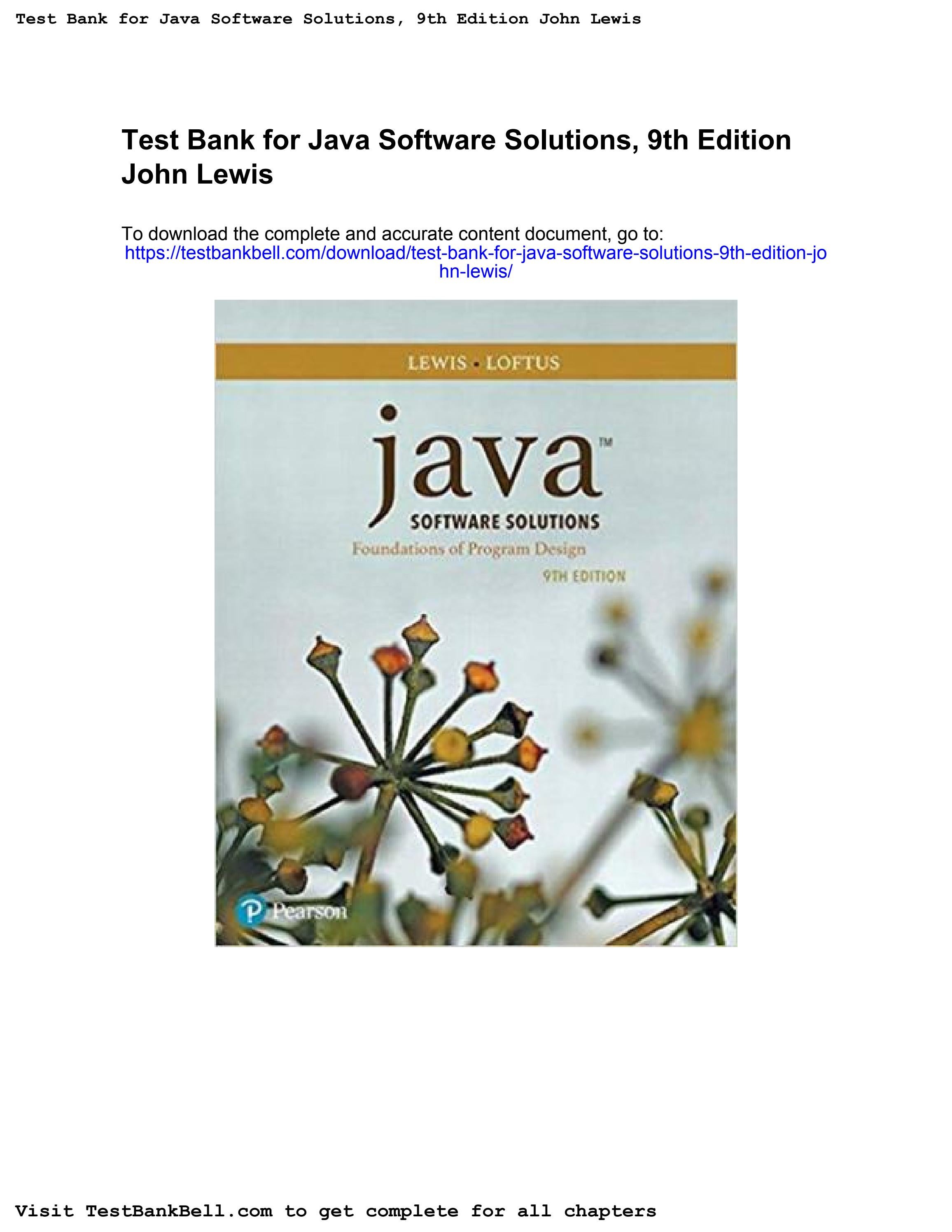 Test bank for java software solutions 9th edition john lewis by barry ...