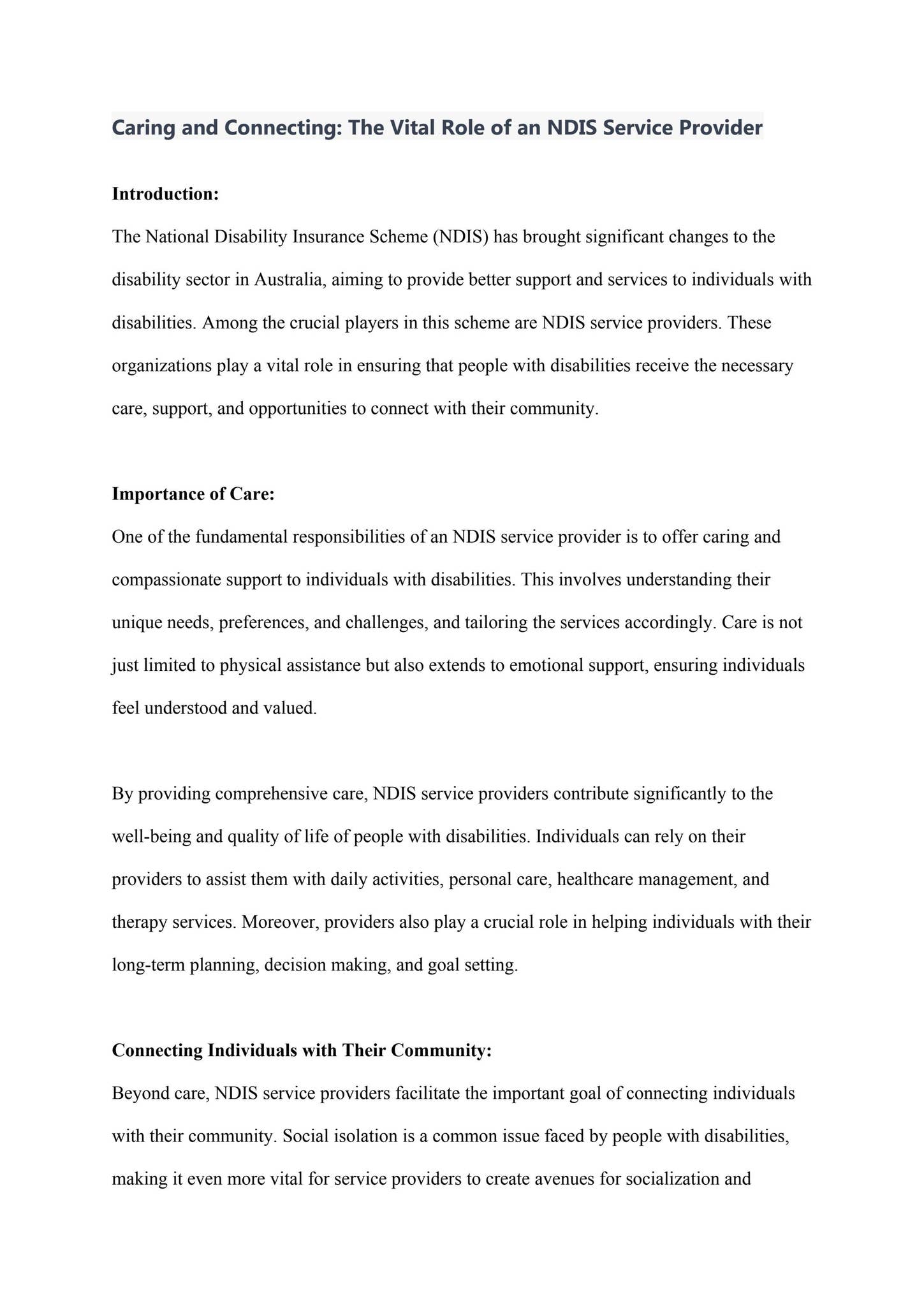 Caring and Connecting: The Vital Role of an NDIS Service Provider by ...