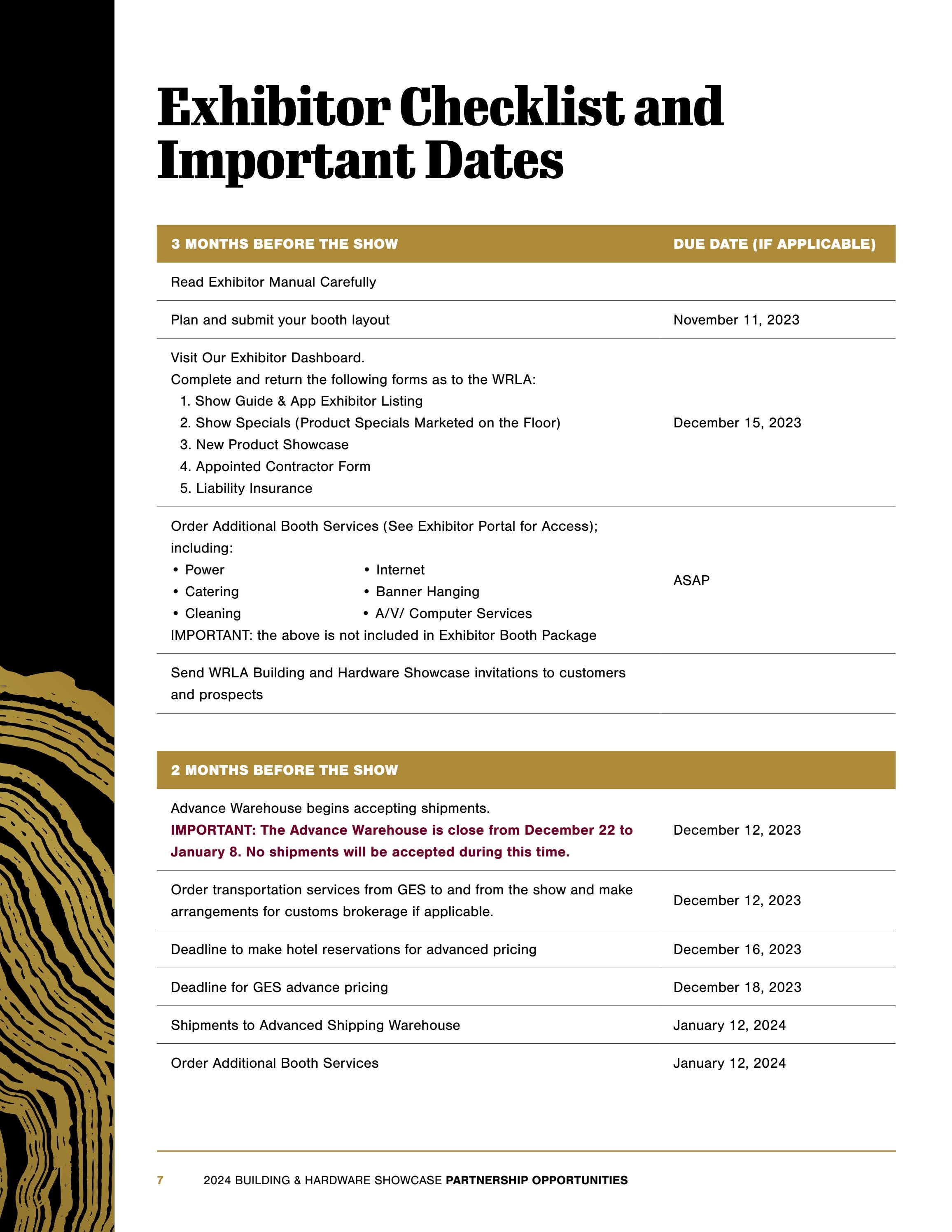 Showcase Exhibitor Checklist & Important Dates by wrlainc - Issuu