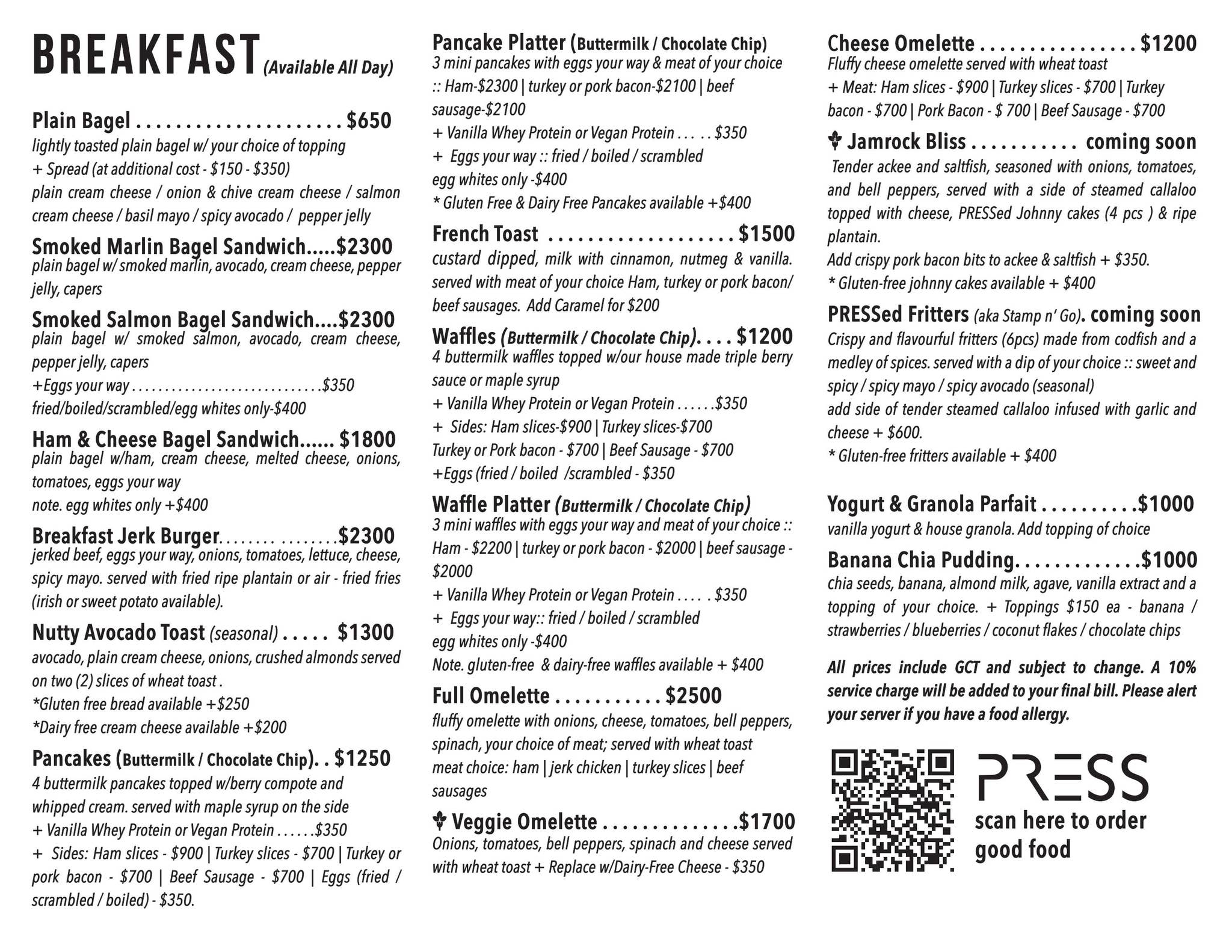 PRESS Cafe Menu - Ardenne Road Location by Topp In Designz - Issuu