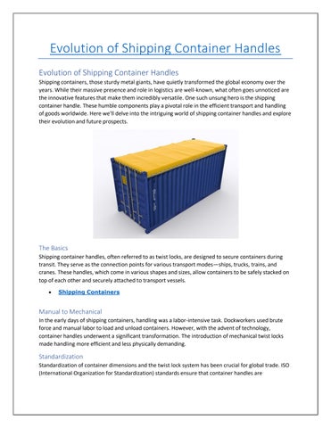 Evolution of Shipping Container Handles by Gunjan Rawat - Issuu