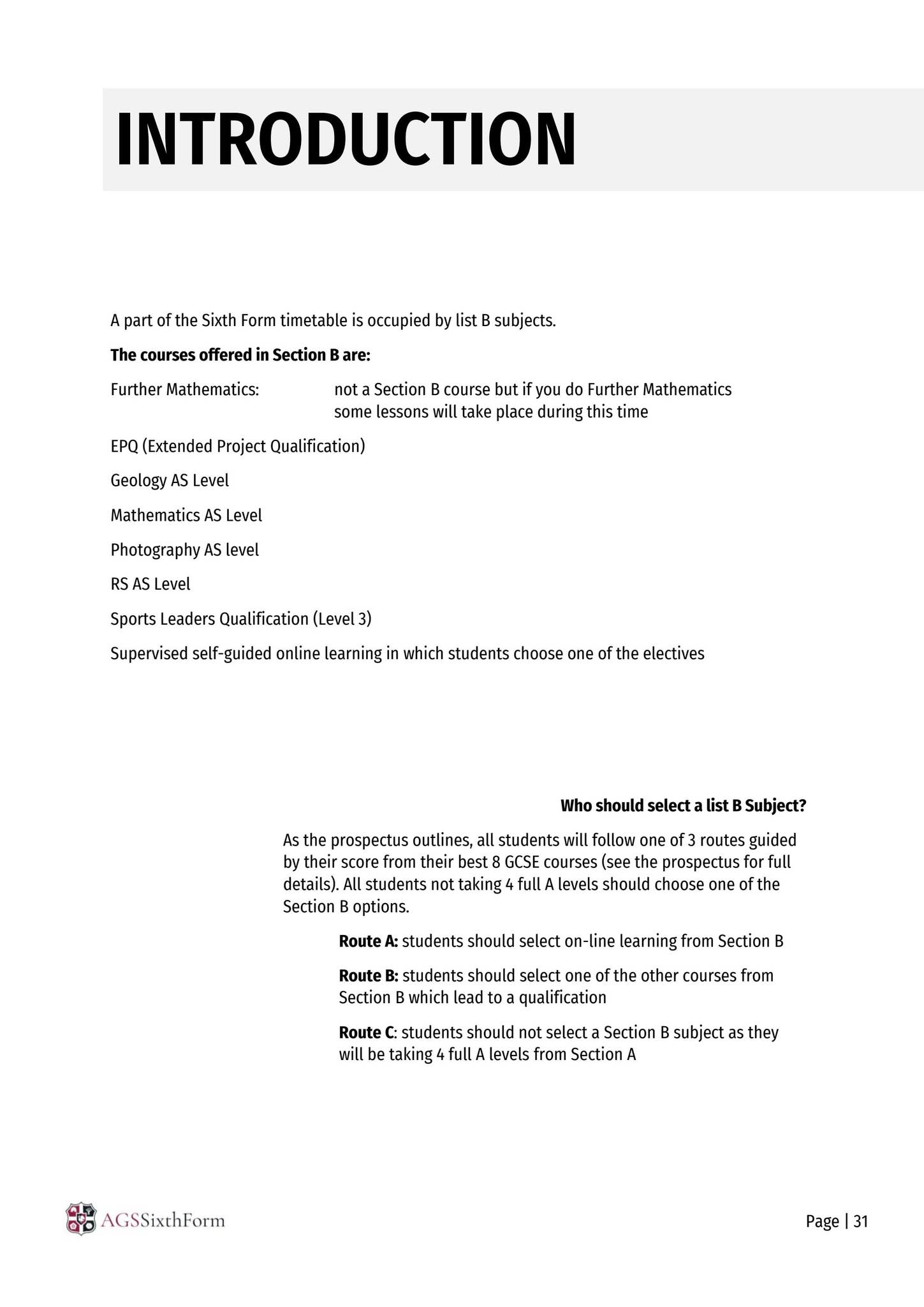 AGS Sixth Form Options Booklet by Aylesbury Grammar School - Issuu