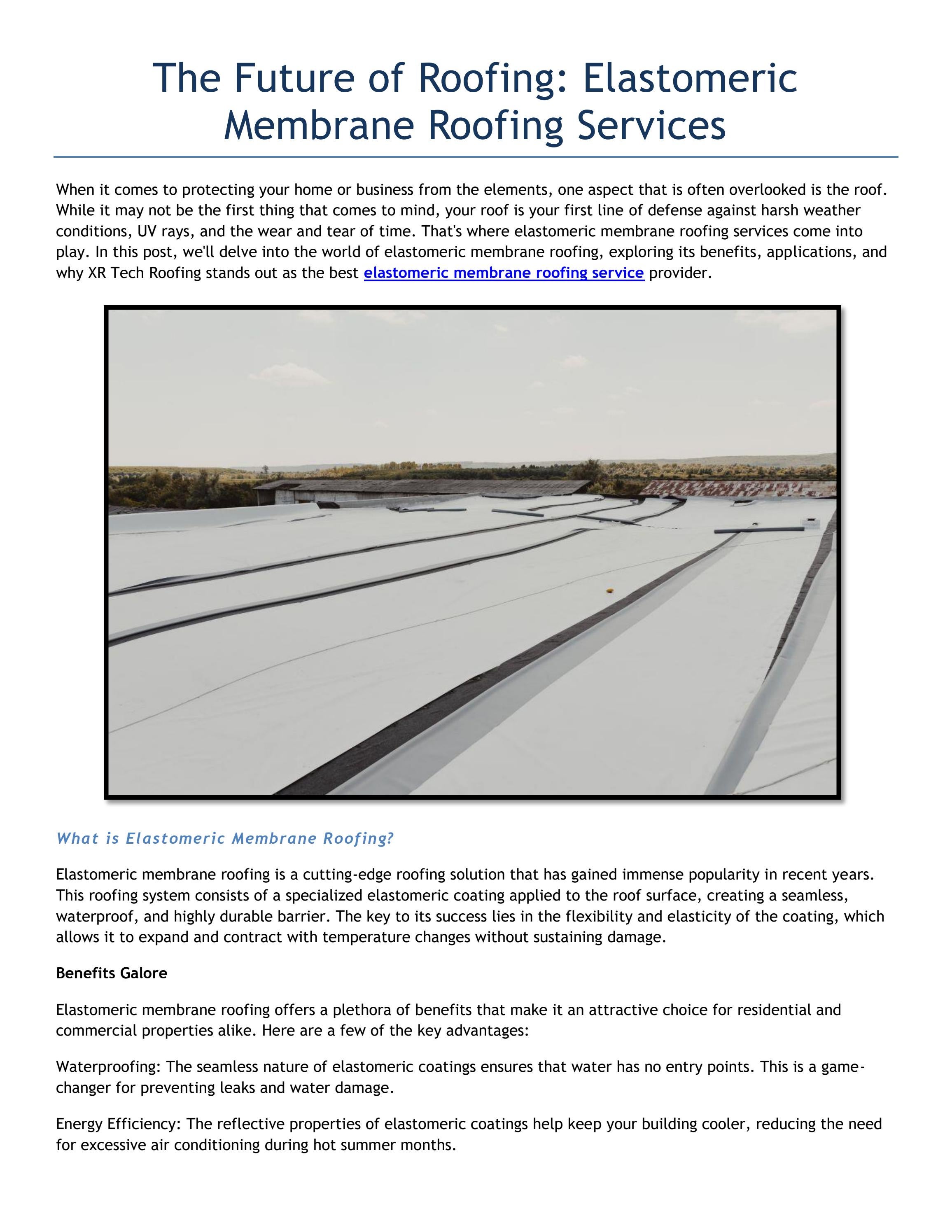The Future of Roofing: Elastomeric Membrane Roofing Services by ...