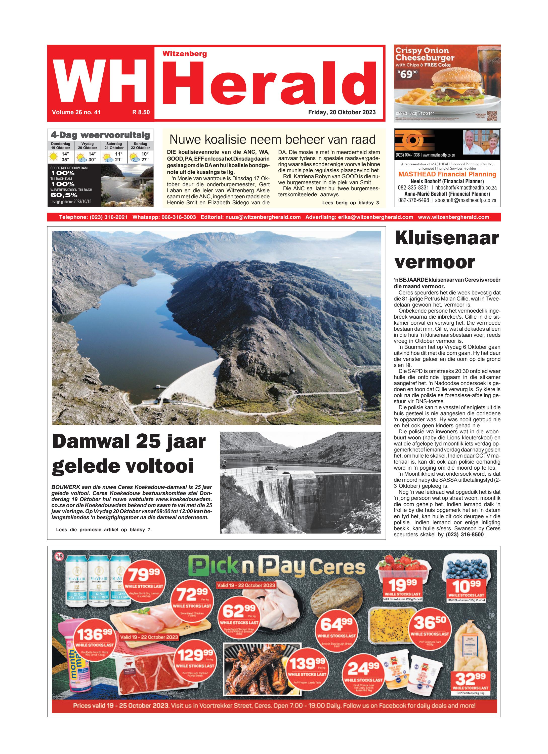 Witzenberg Herald Vol.26 no.41 (Online Weergawe) by Witzenberg Herald ...