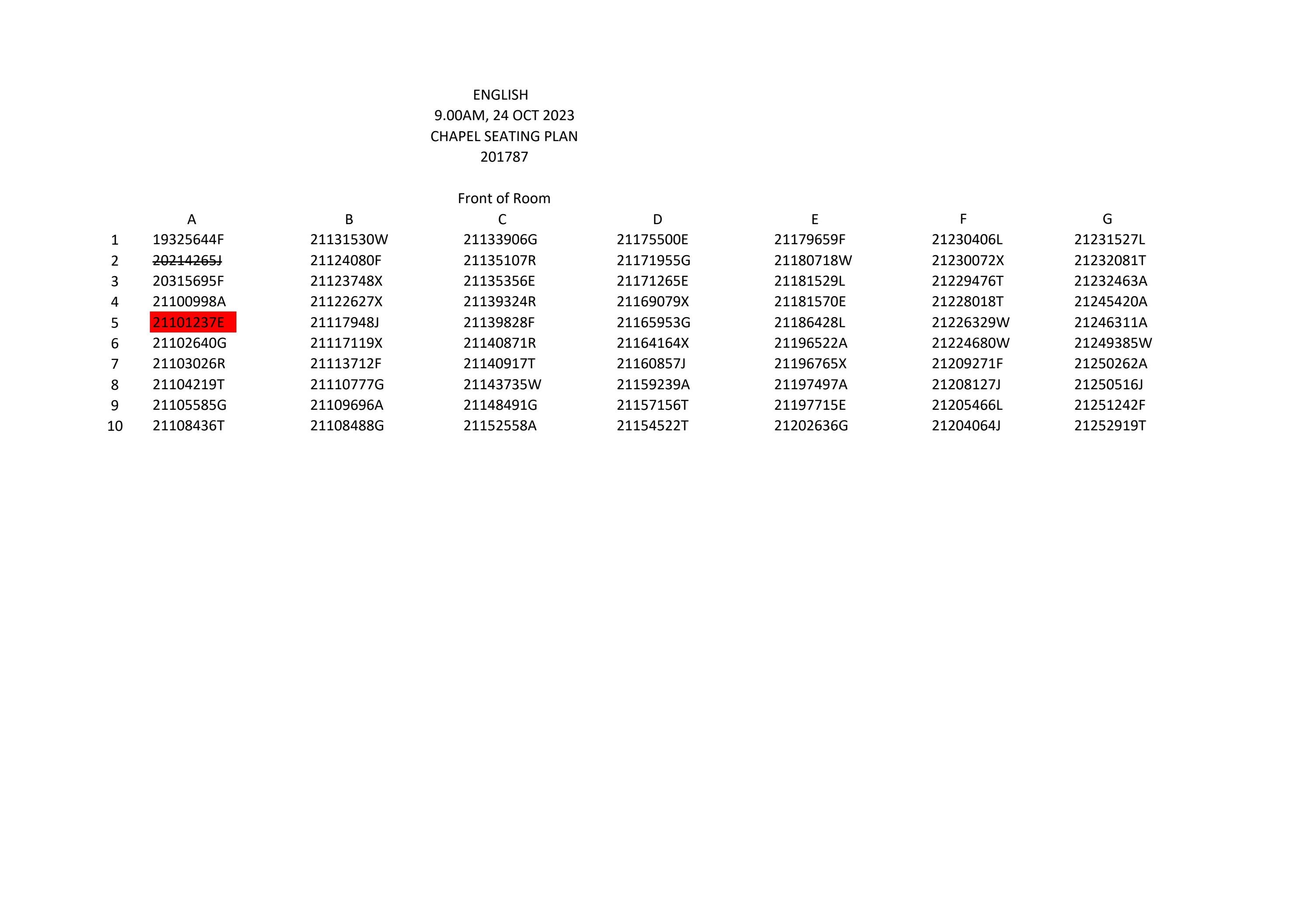 2023 VCE Exam Seating Plan by Christian College Geelong - Issuu