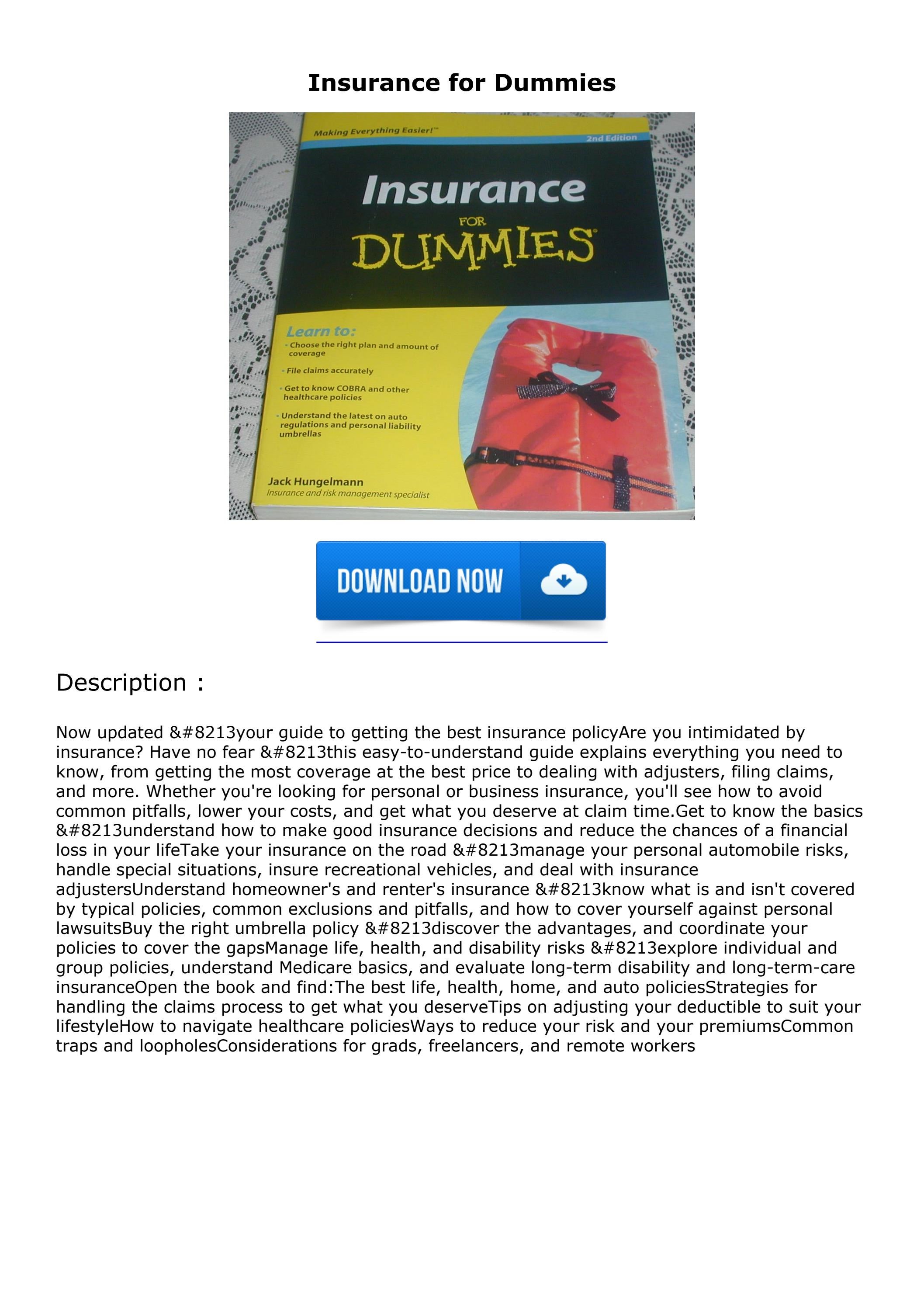 READ [PDF] Insurance For Dummies? android by courtneyedwardsas - Issuu