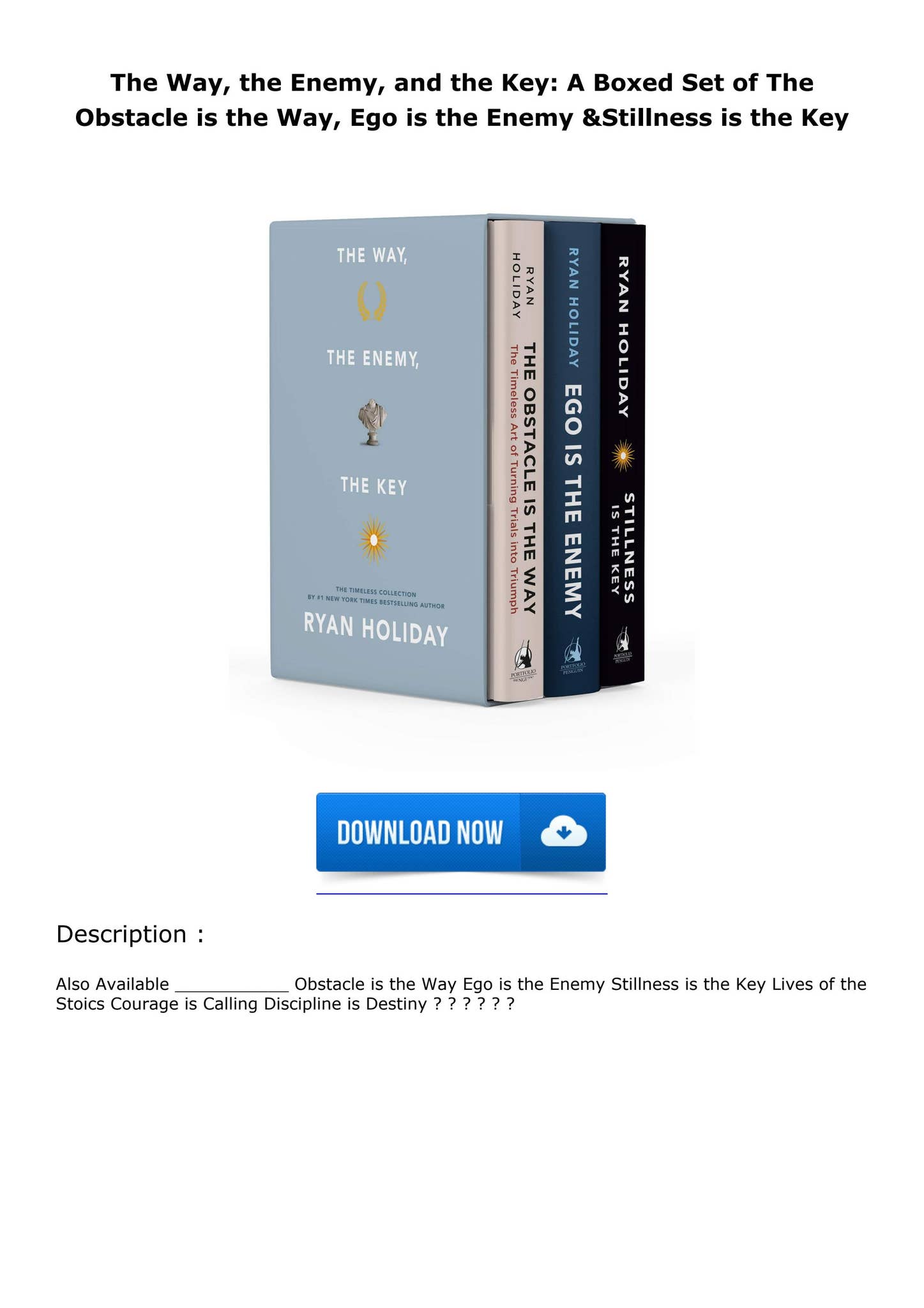 DOWNLOAD [PDF] The Way, the Enemy, and the Key: A Boxed Set of The ...