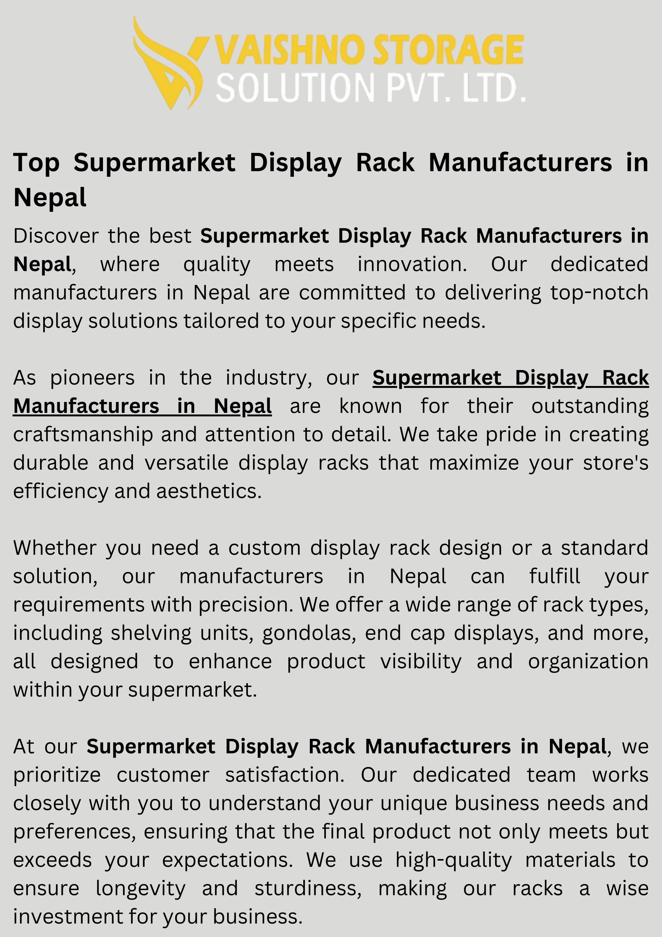 Supermarket Display Rack Manufacturers in nepal by vaishnostorage - Issuu