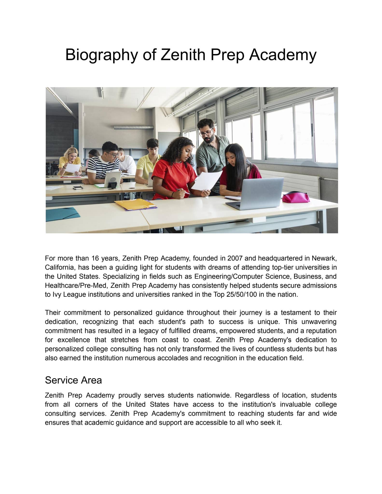 Biography of Zenith Prep Academy by Zenith Prep Academy - Issuu