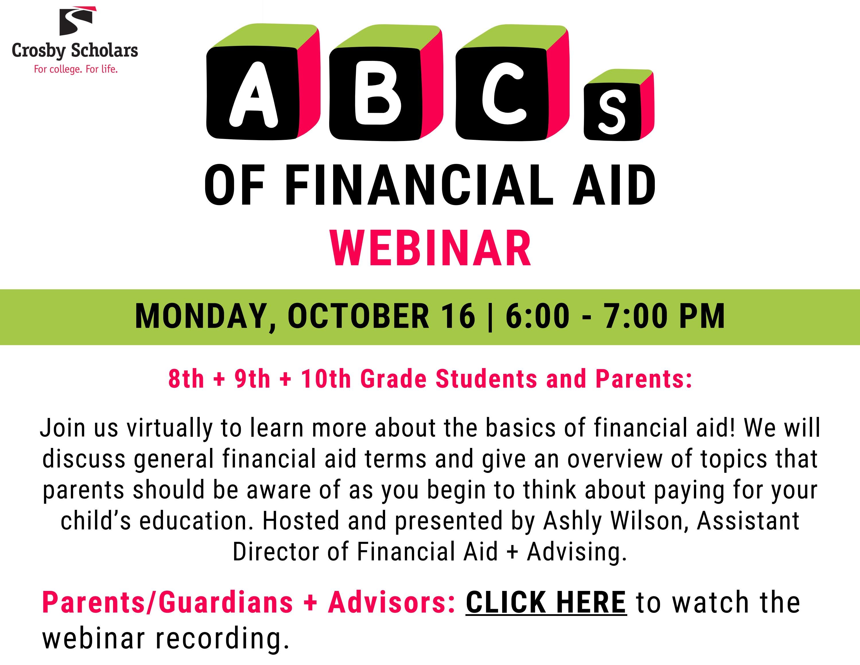 ABC's of Financial Aid Webinar by cscp - Issuu