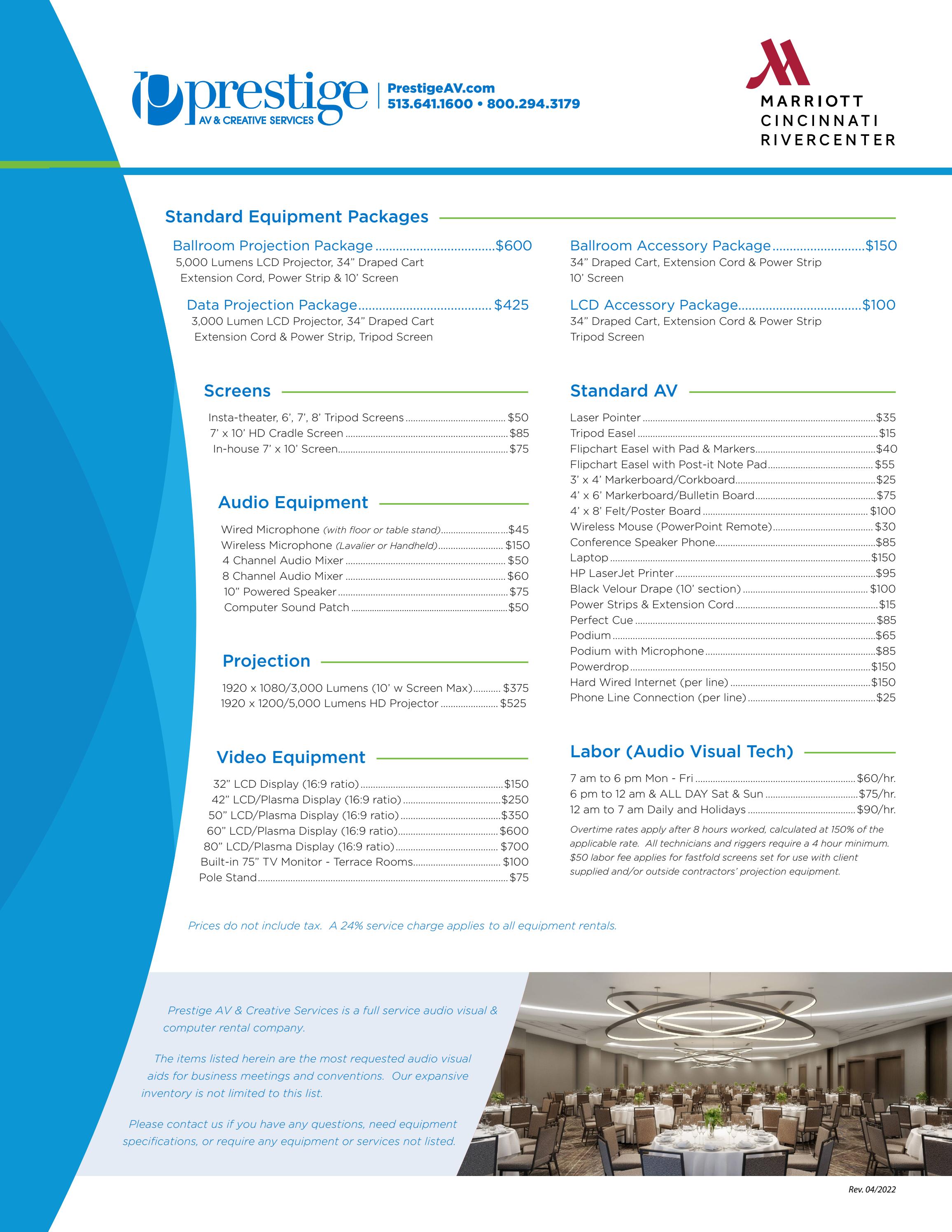 Cincinnati Marriott at RiverCenter Audio-Visual Price Sheet by ...