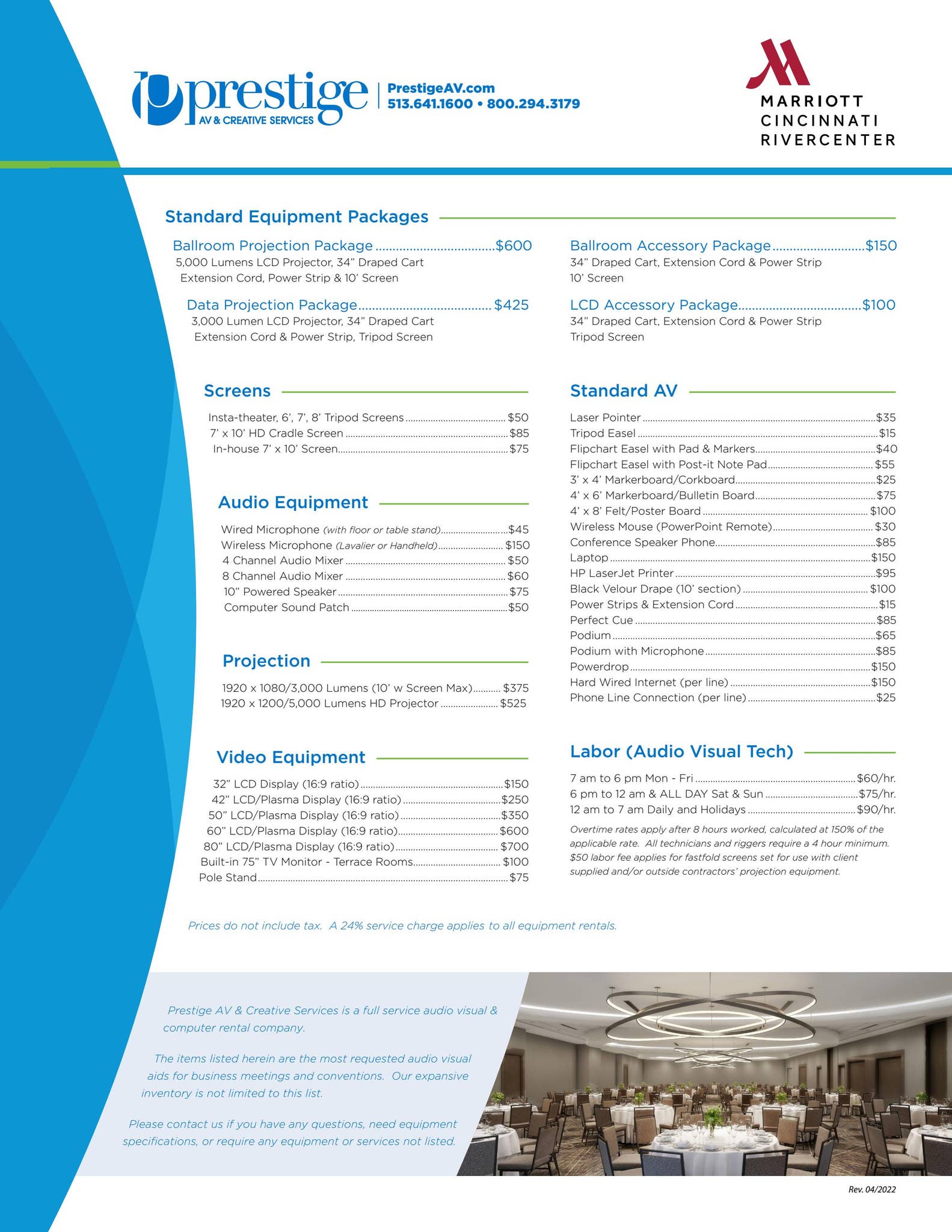 Cincinnati Marriott at RiverCenter Audio-Visual Price Sheet by ...