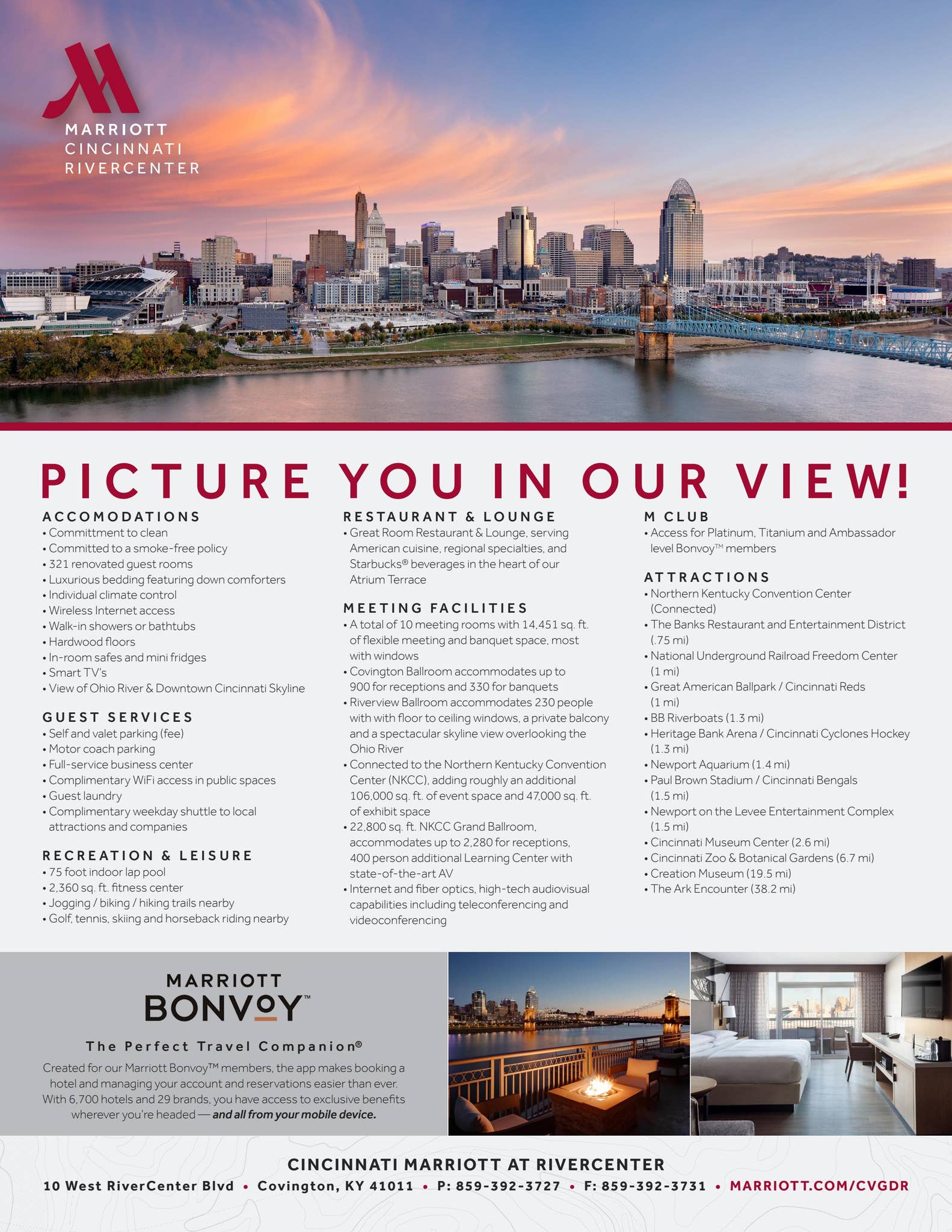 Cincinnati Marriott at RiverCenter Fact Sheet by spirehospitality - Issuu