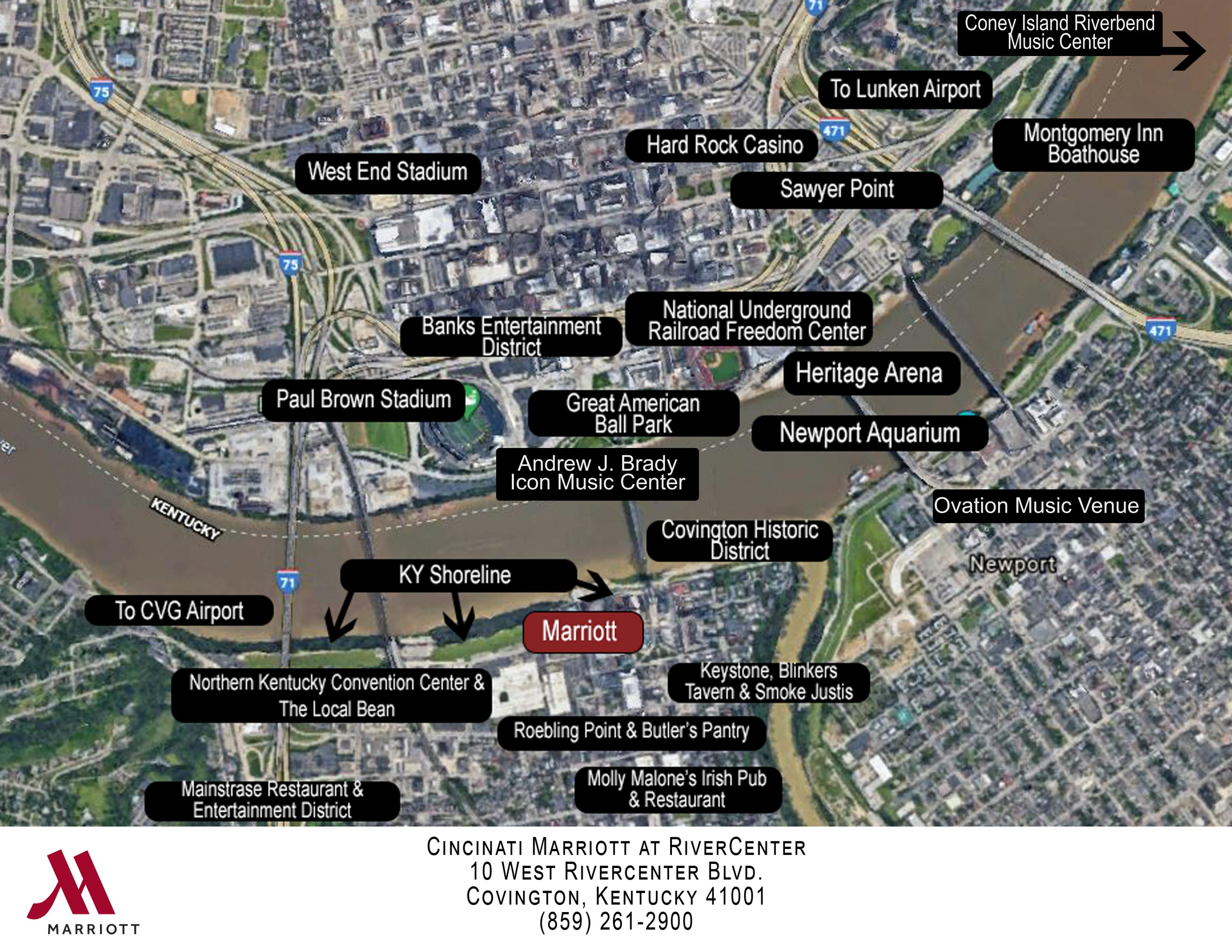 Cincinnati Marriott at RiverCenter Local Area Map by spirehospitality ...