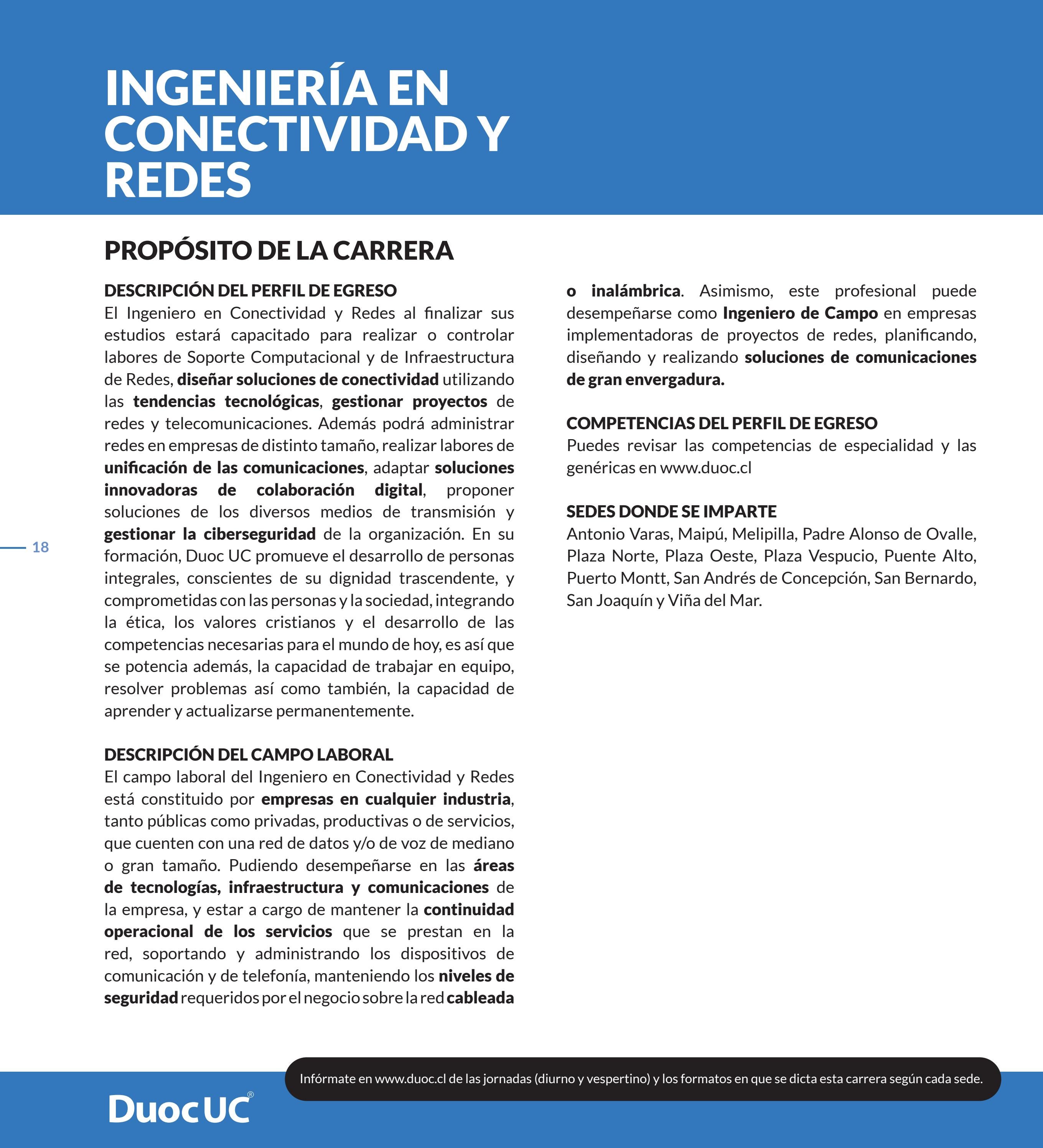 Ingeniería en Conectividad y Redes - Malla 2024 by Duoc UC - Issuu