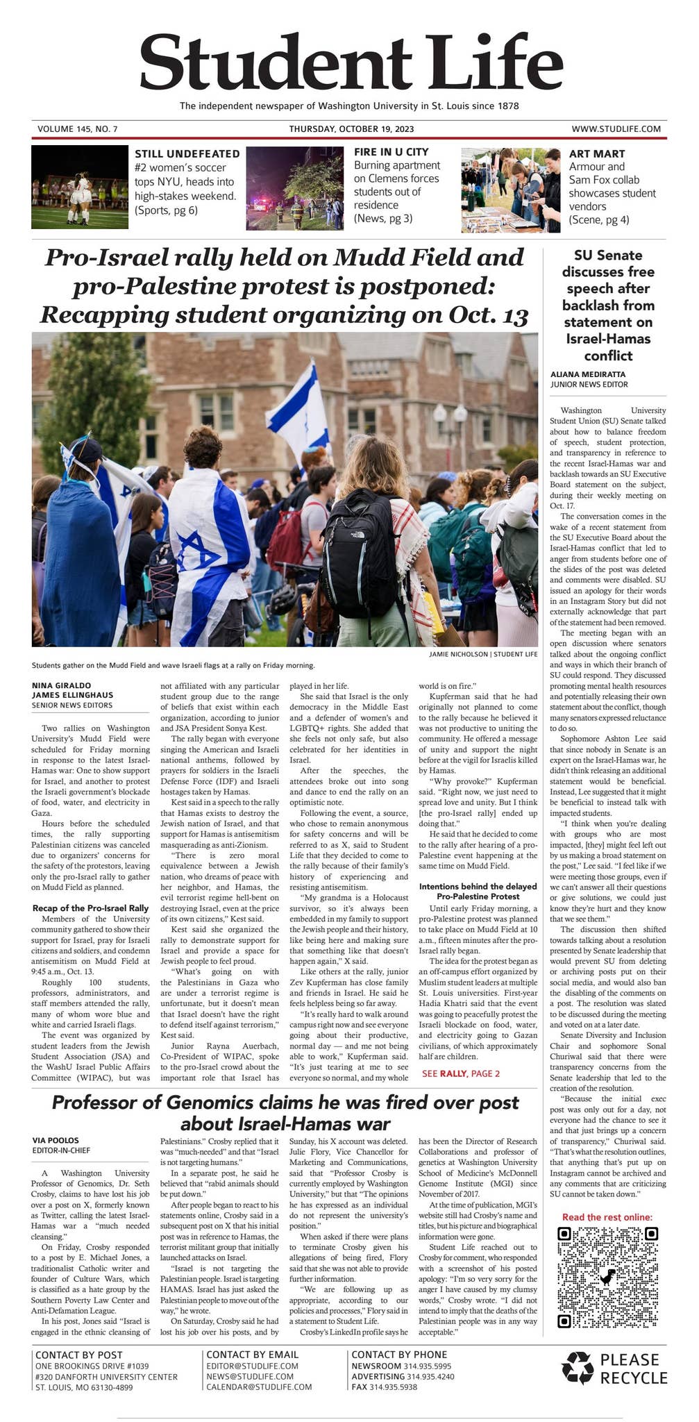 OCTOBER 19, 2023 Student Life newspaper, Washington University in St ...