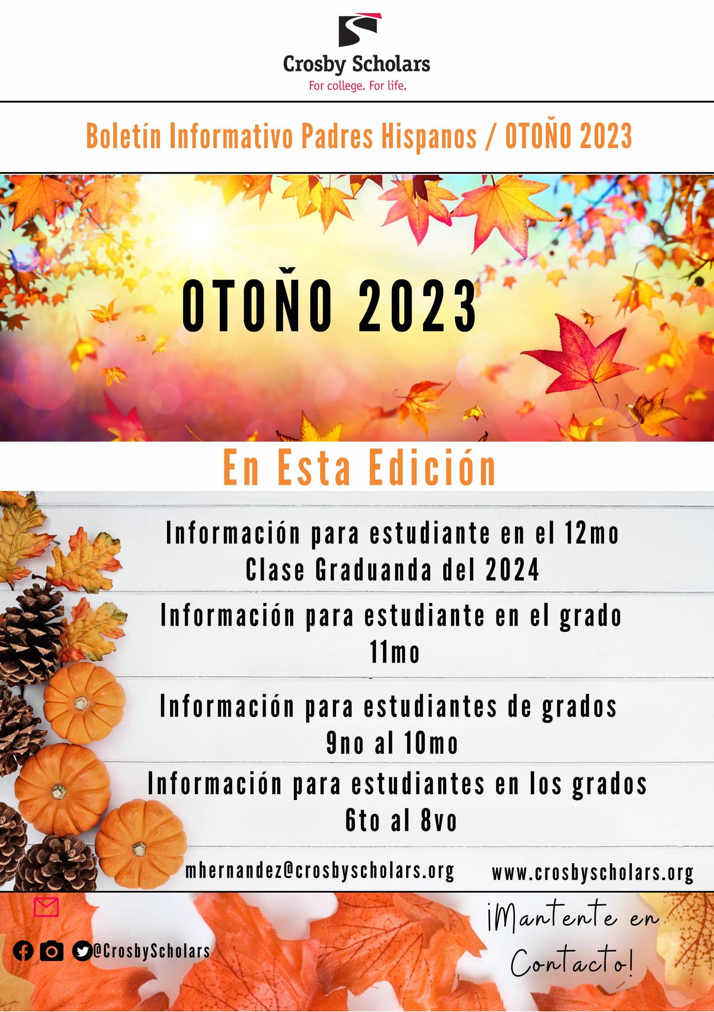 Spanish Newsletter Fall 2023 by Crosby Scholars Community Partnership ...