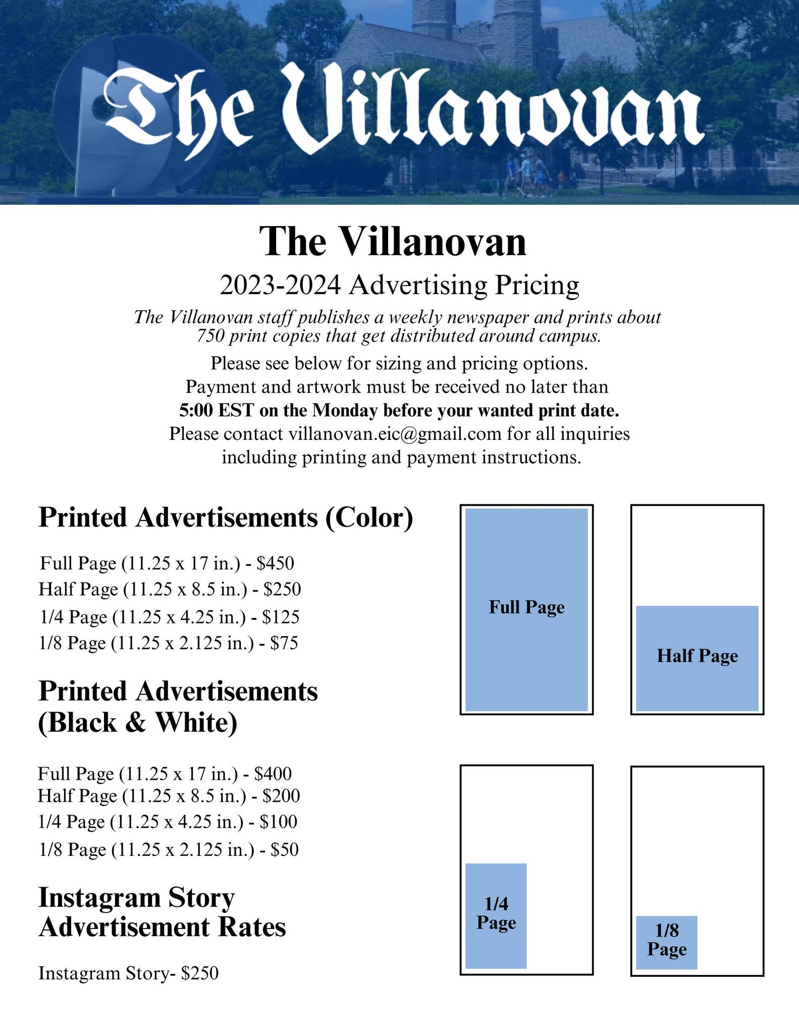 The Villanovan's Advertising Pricing 2023-24 by The Villanovan - Issuu