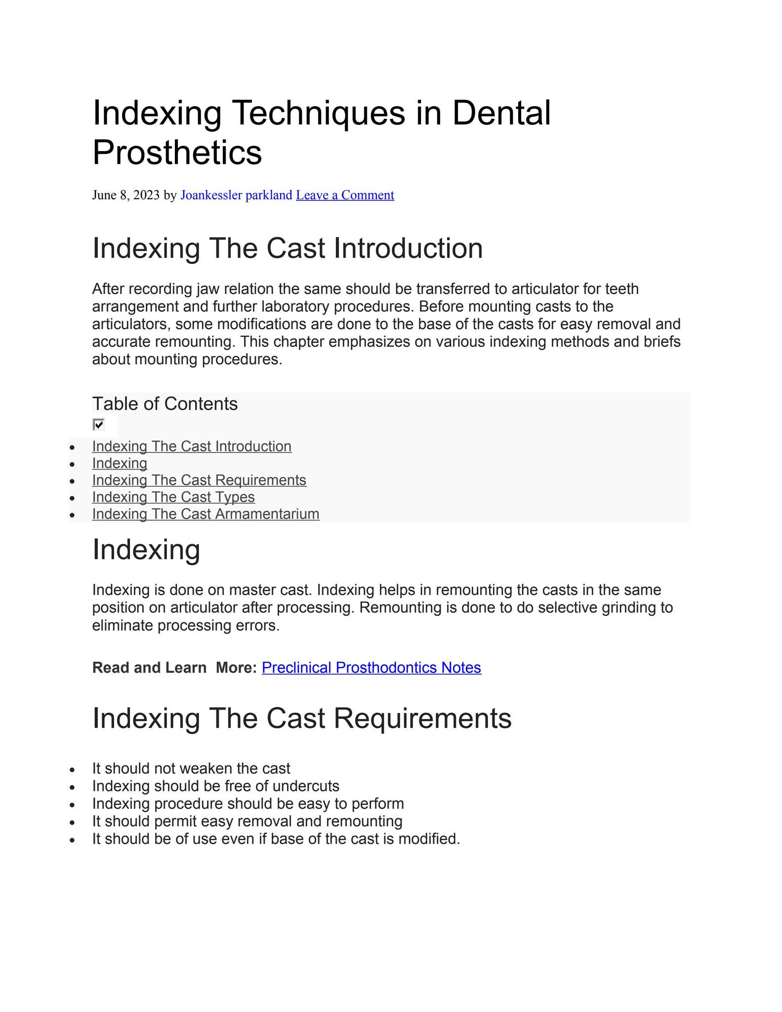 Indexing Techniques in Dental Prosthetics by supriyapuram - Issuu