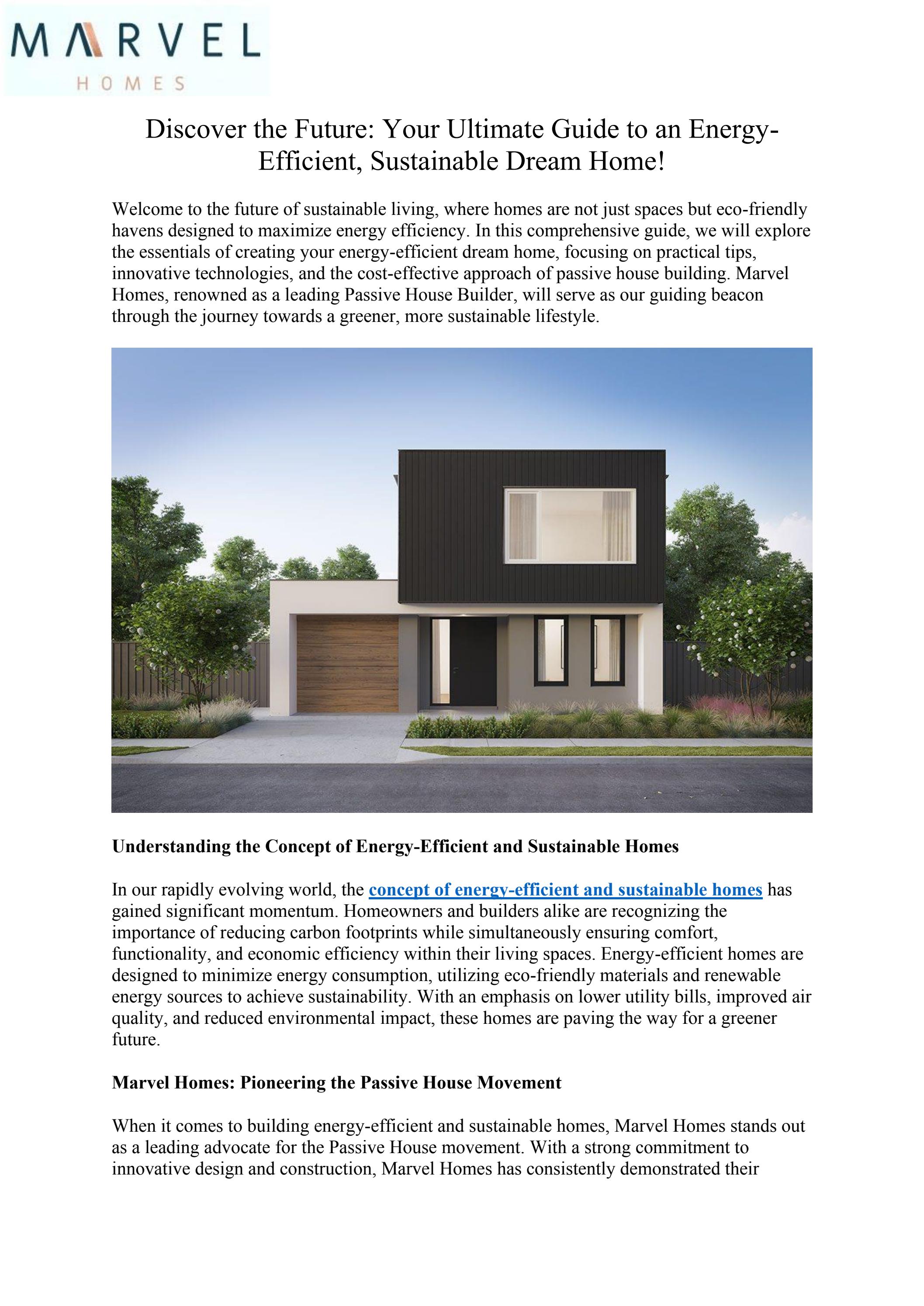 Energy-Efficient and Sustainable Home by Marvel Homes - Issuu