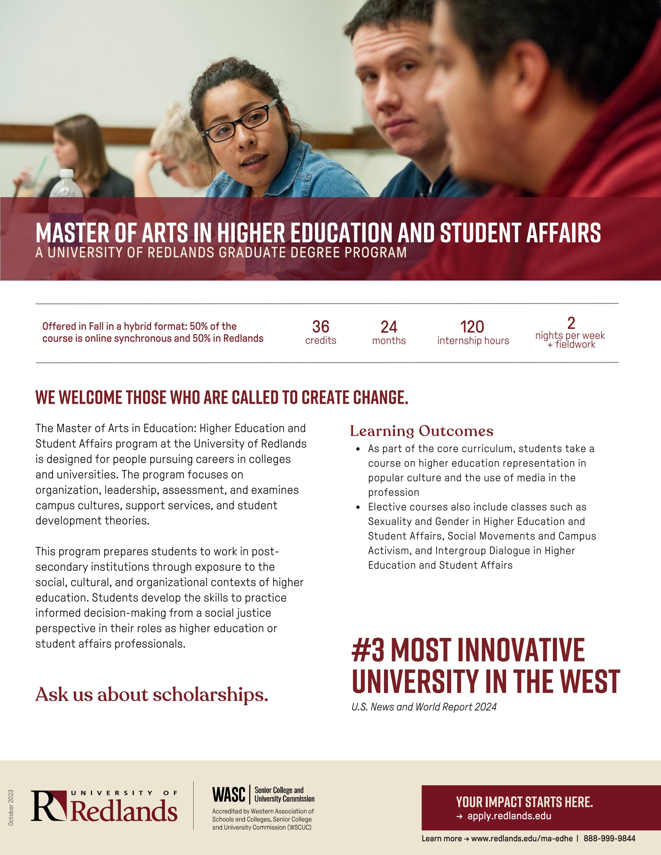 Master of Arts in Education: Higher Education and Student Affairs (MAED ...