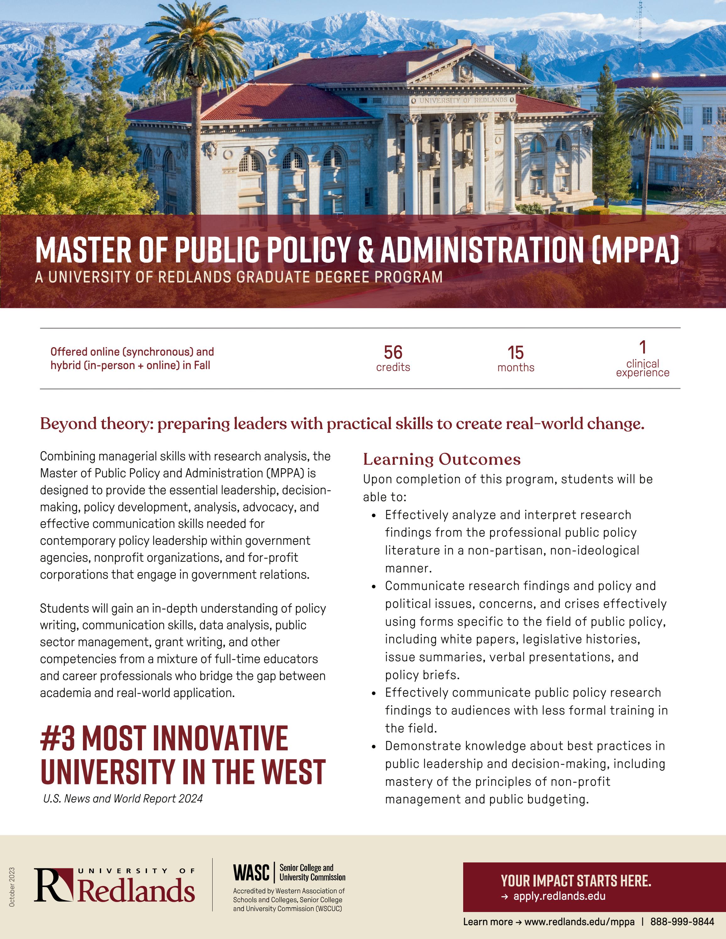 Master of Public Policy & Administration (MPPA) by University of Redlands - Issuu