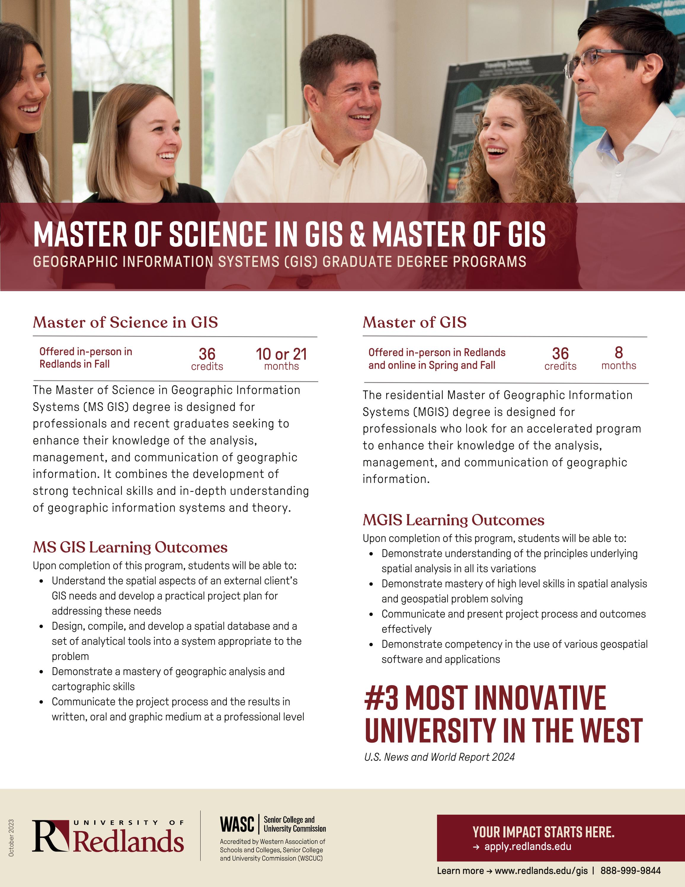 Master of Science in GIS (MS GIS) and Master of Geographic Information ...