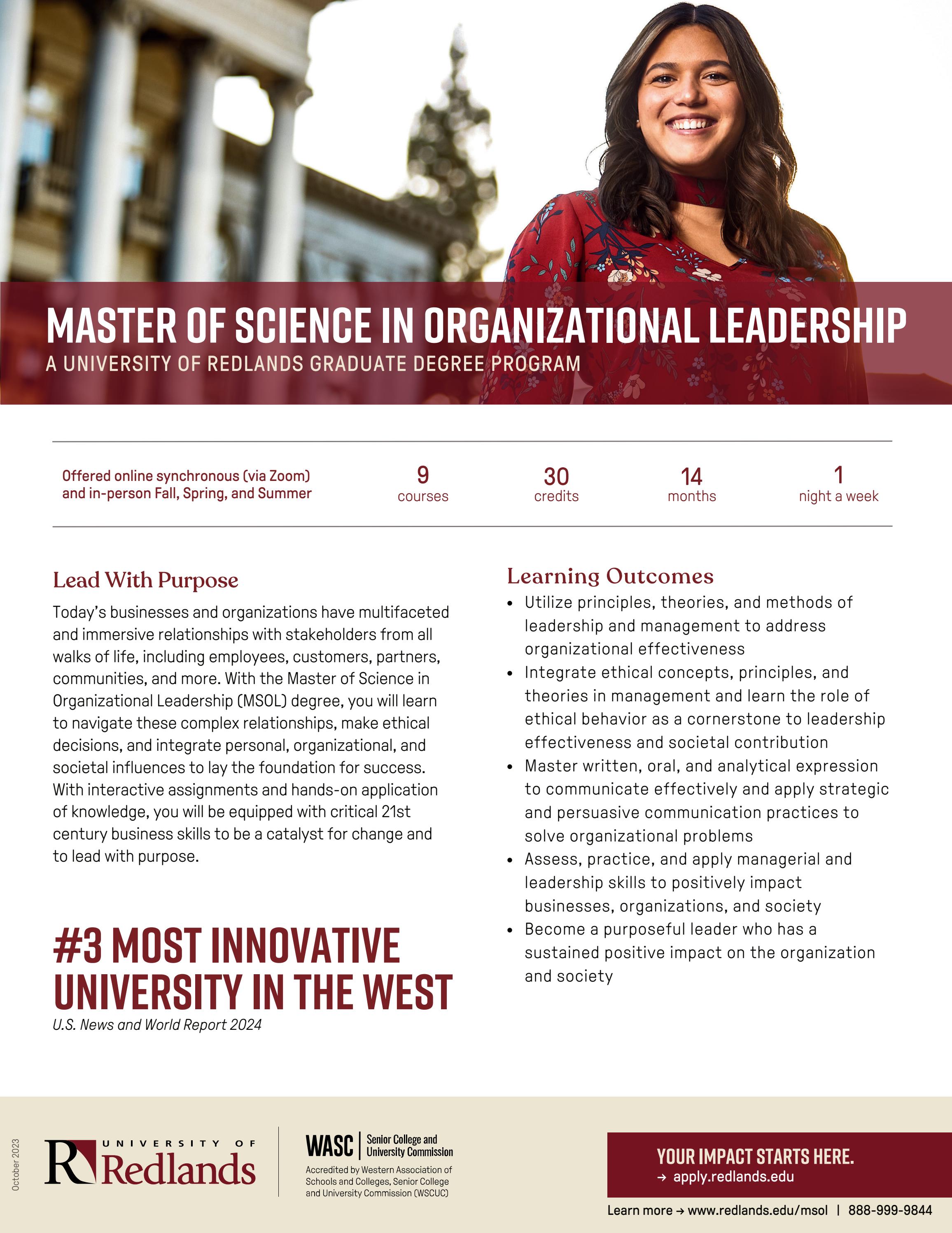 Master of Science in Organizational Leadership (MSOL) by University of ...