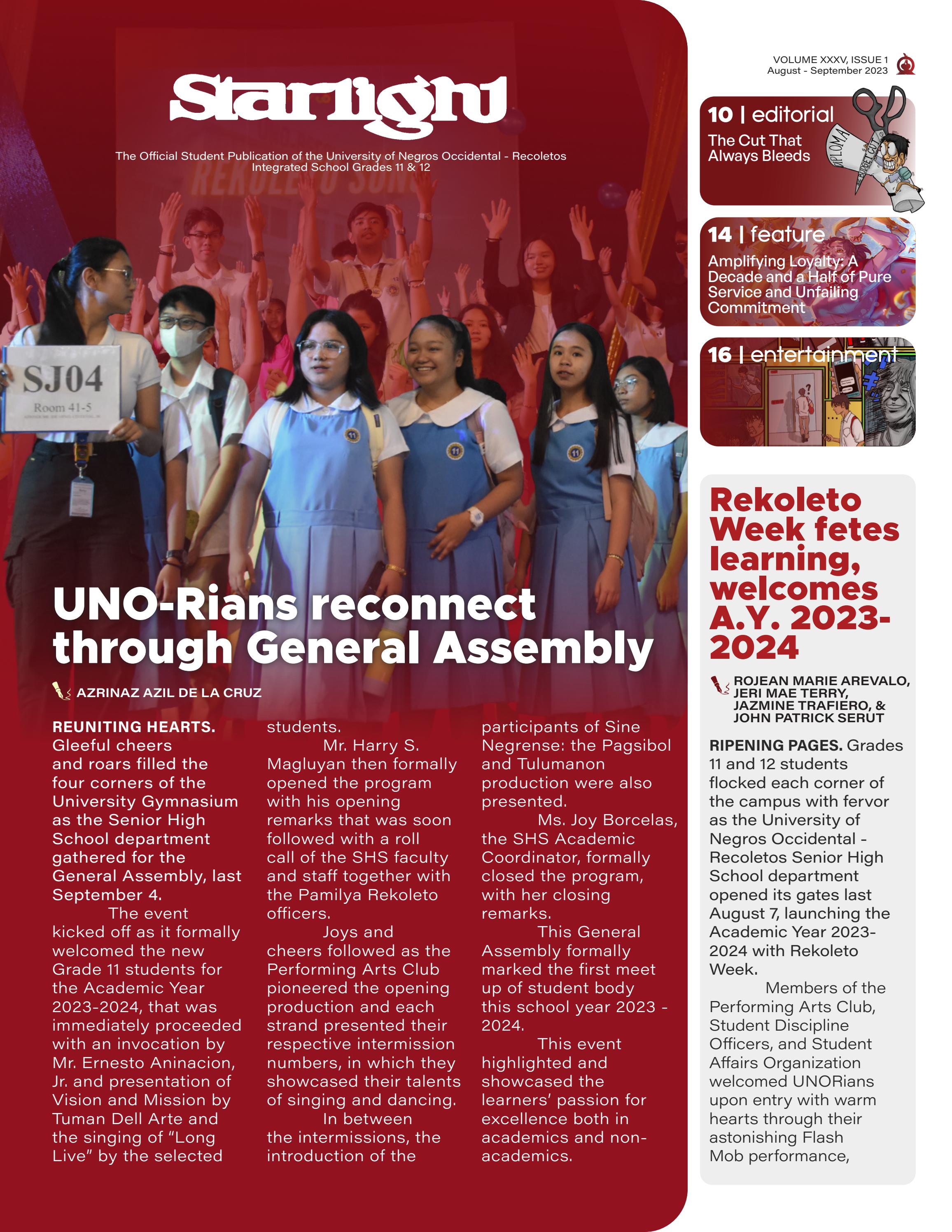 SHS Starlight Newsletter Volume XXXV, Issue 1 by UNO-R Starlight SHS - Issuu