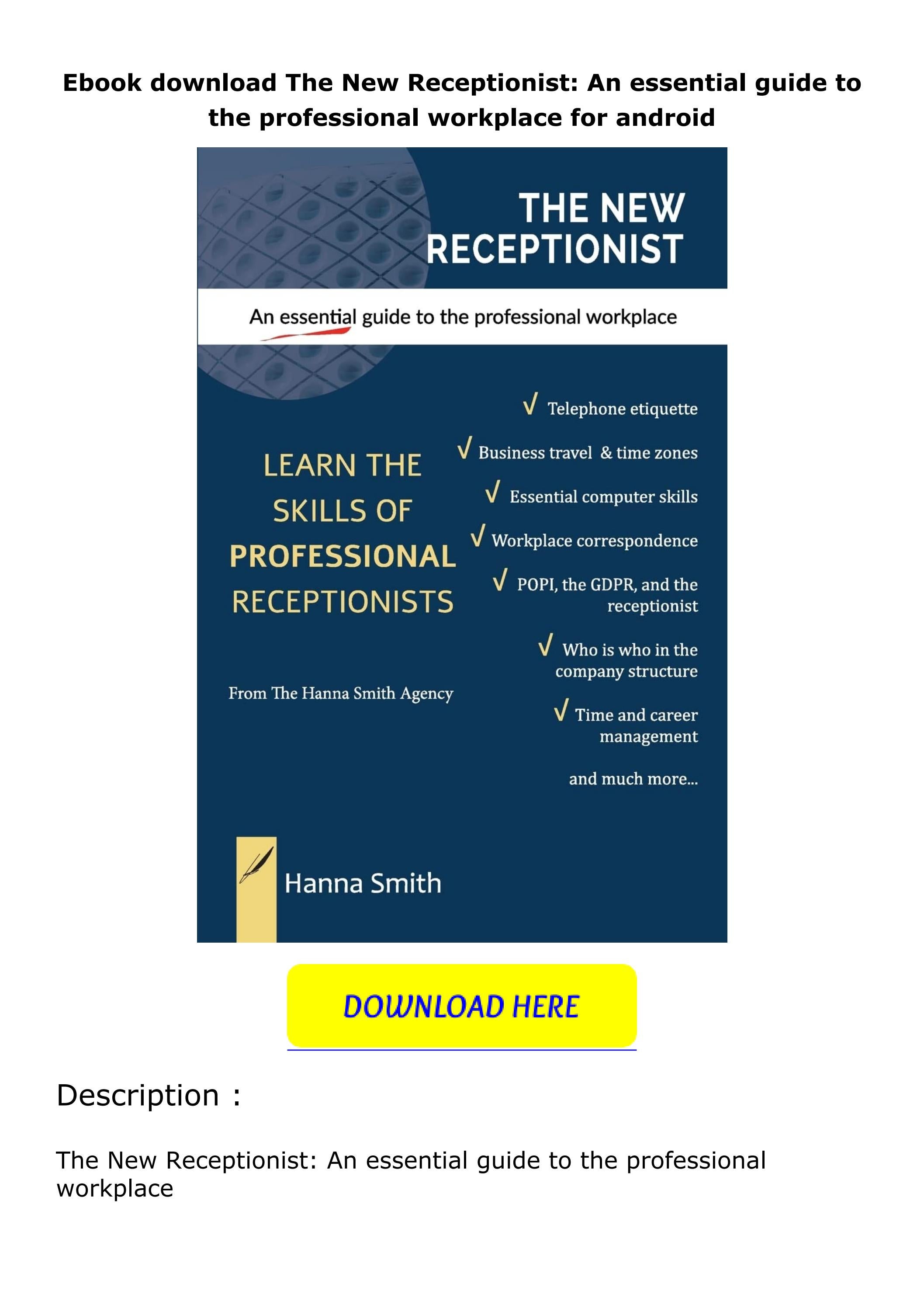 Ebook download The New Receptionist: An essential guide to the ...
