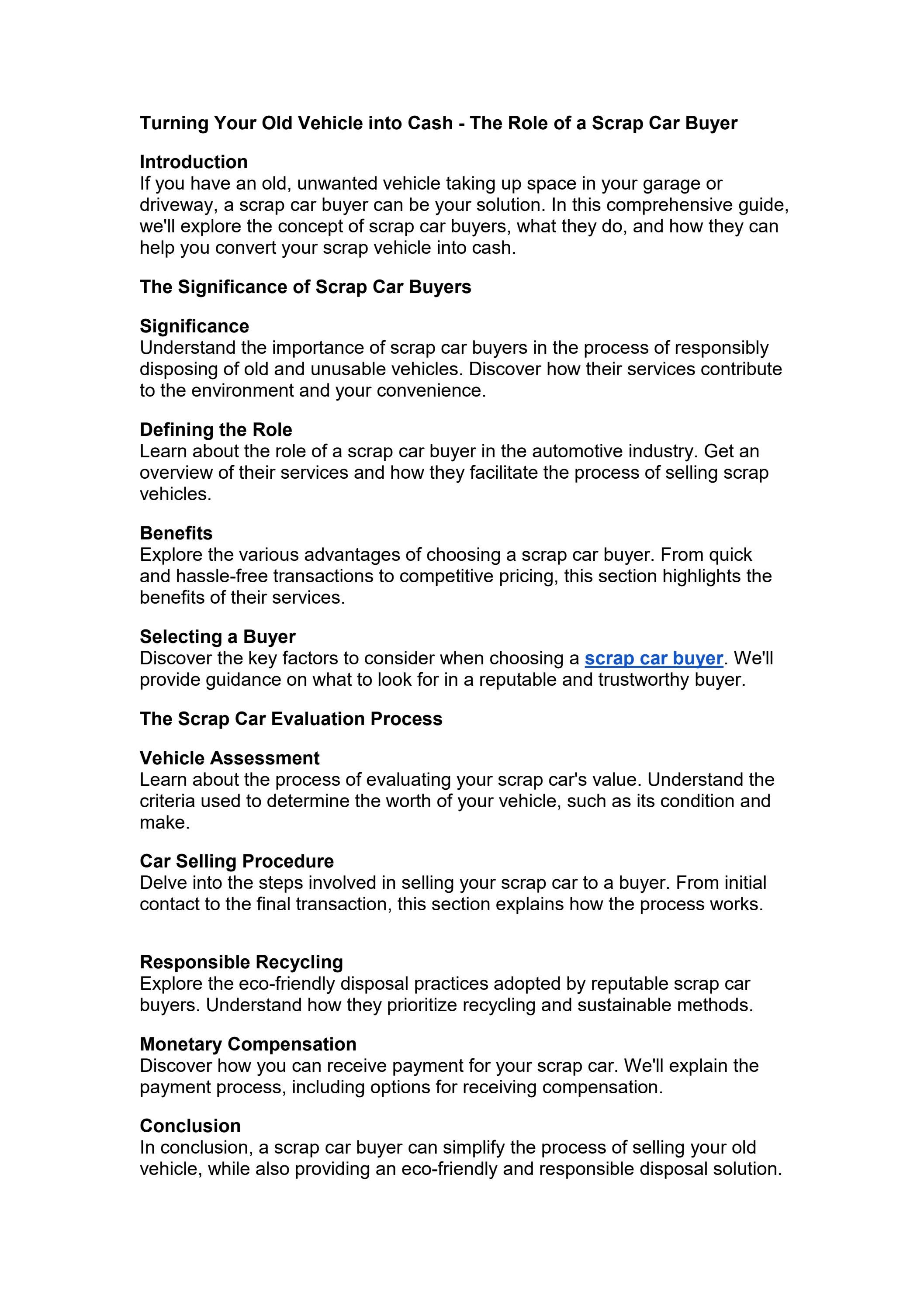 Turning Your Old Vehicle into Cash - The Role of a Scrap Car Buyer by ...