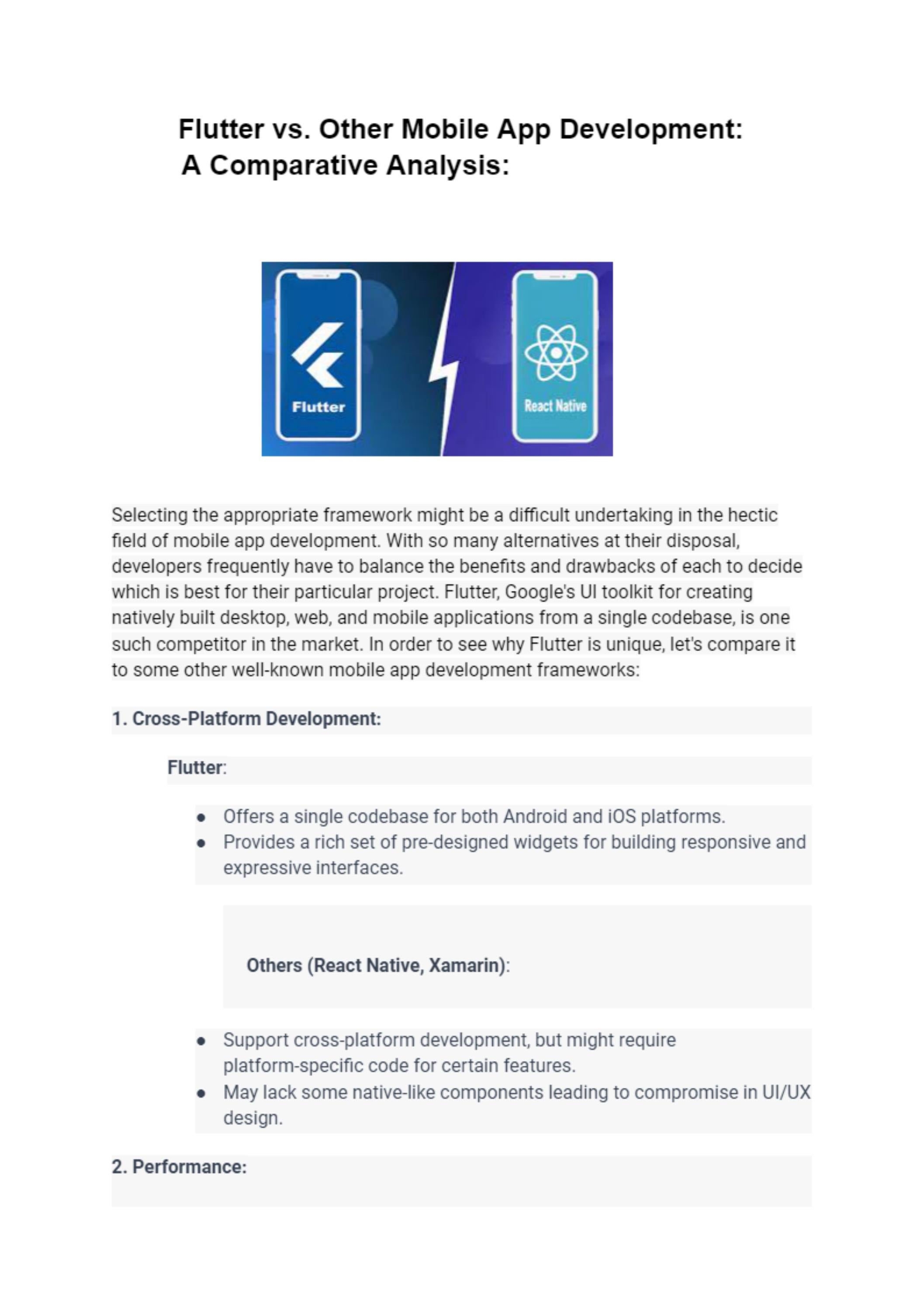 Flutter Vs Other Mobile App Development Frameworks A Comparative Analysis By Sanaulla