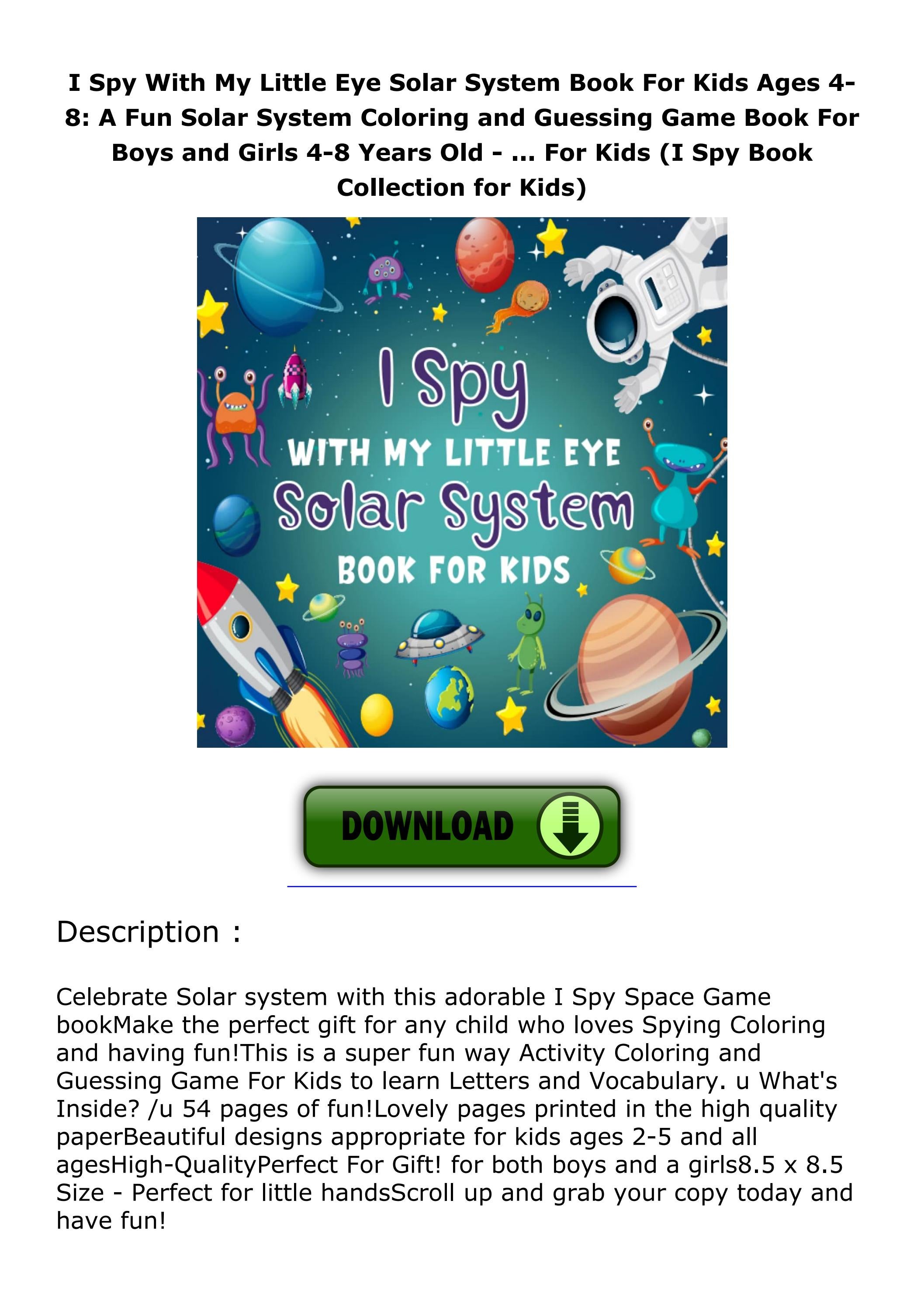 Read ebook [PDF] I Spy With My Little Eye Solar System Book For Kids ...